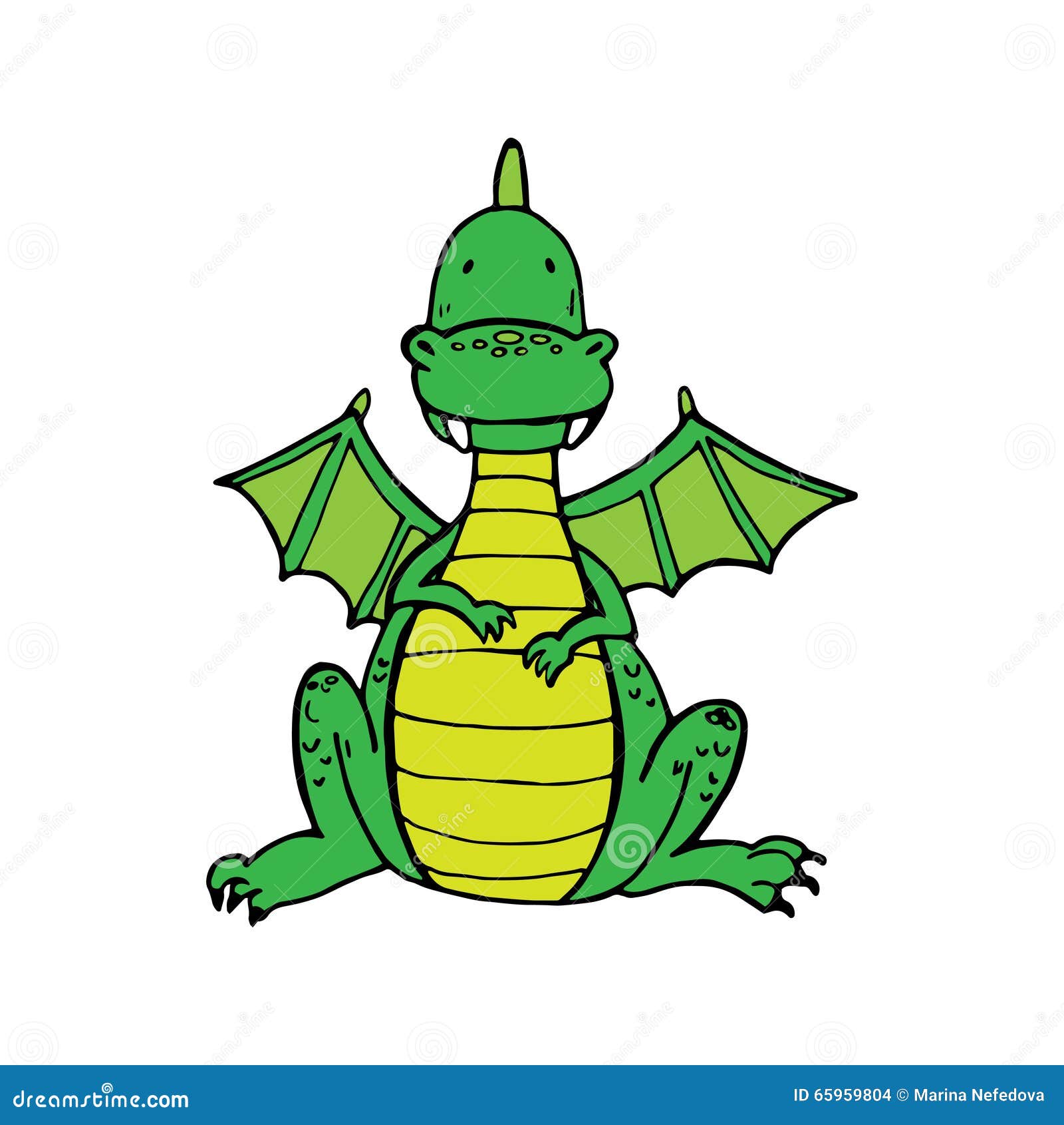 Green Cute Dragon in Cartoon Style Stock Illustration - Illustration of ...