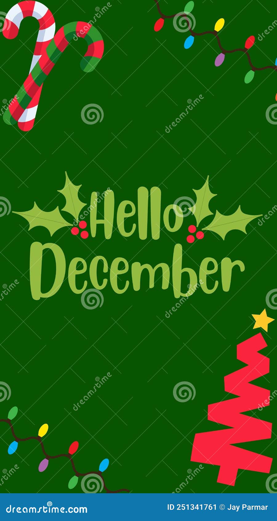 Green Cute Hello December Your Story Stock Illustration - Illustration ...
