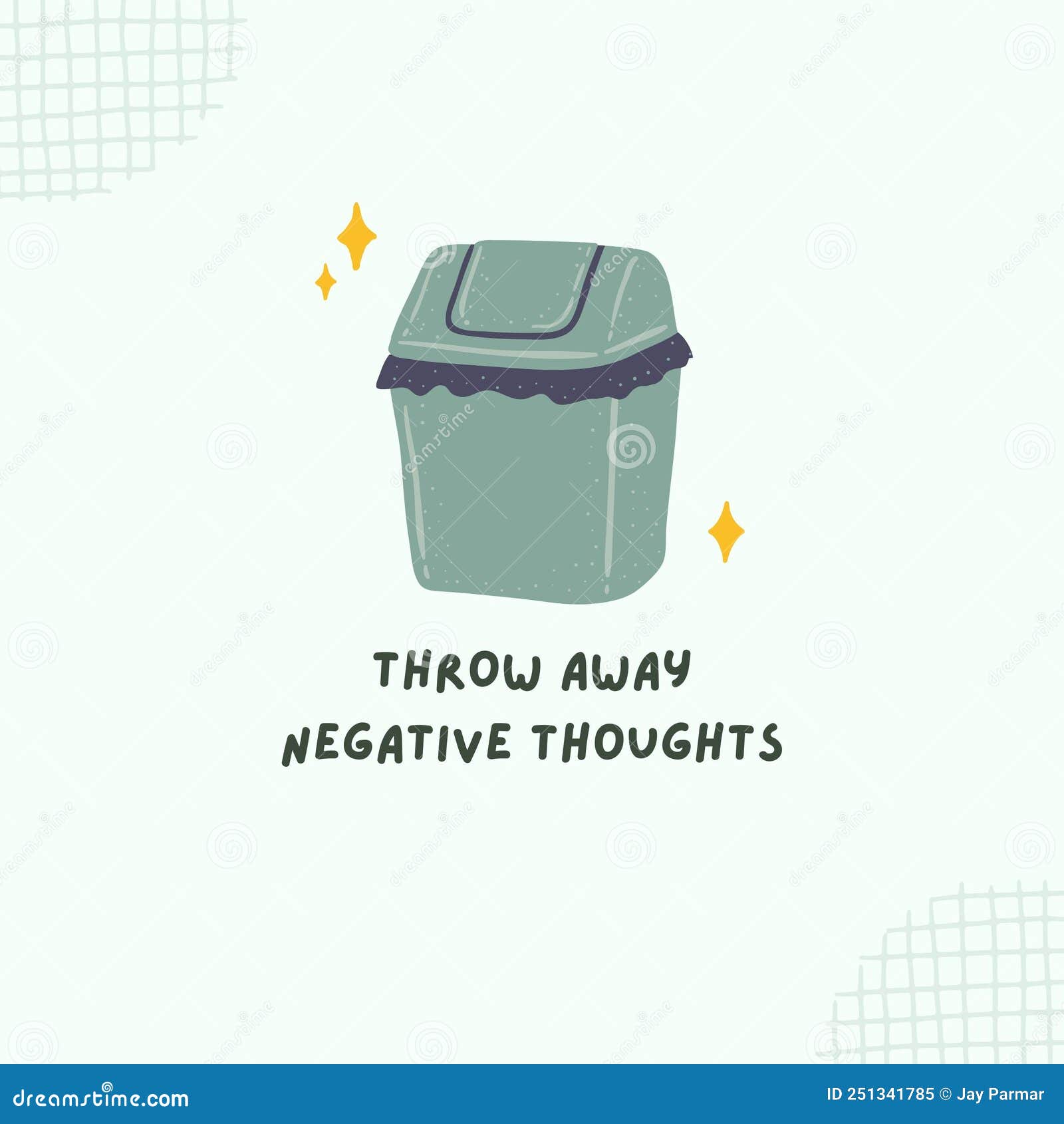 Green Cute Throw Away Negative Thought Instagram Post Stock Illustration - Illustration of post ...