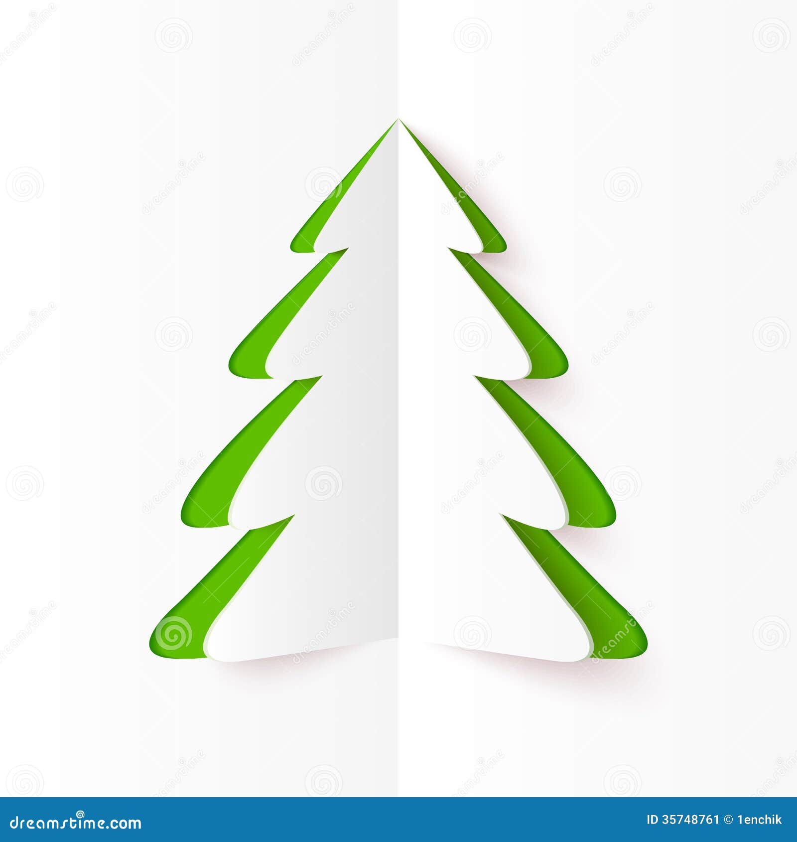 Green Cutout Paper Vector Christmas Tree Stock Vector - Illustration of ...