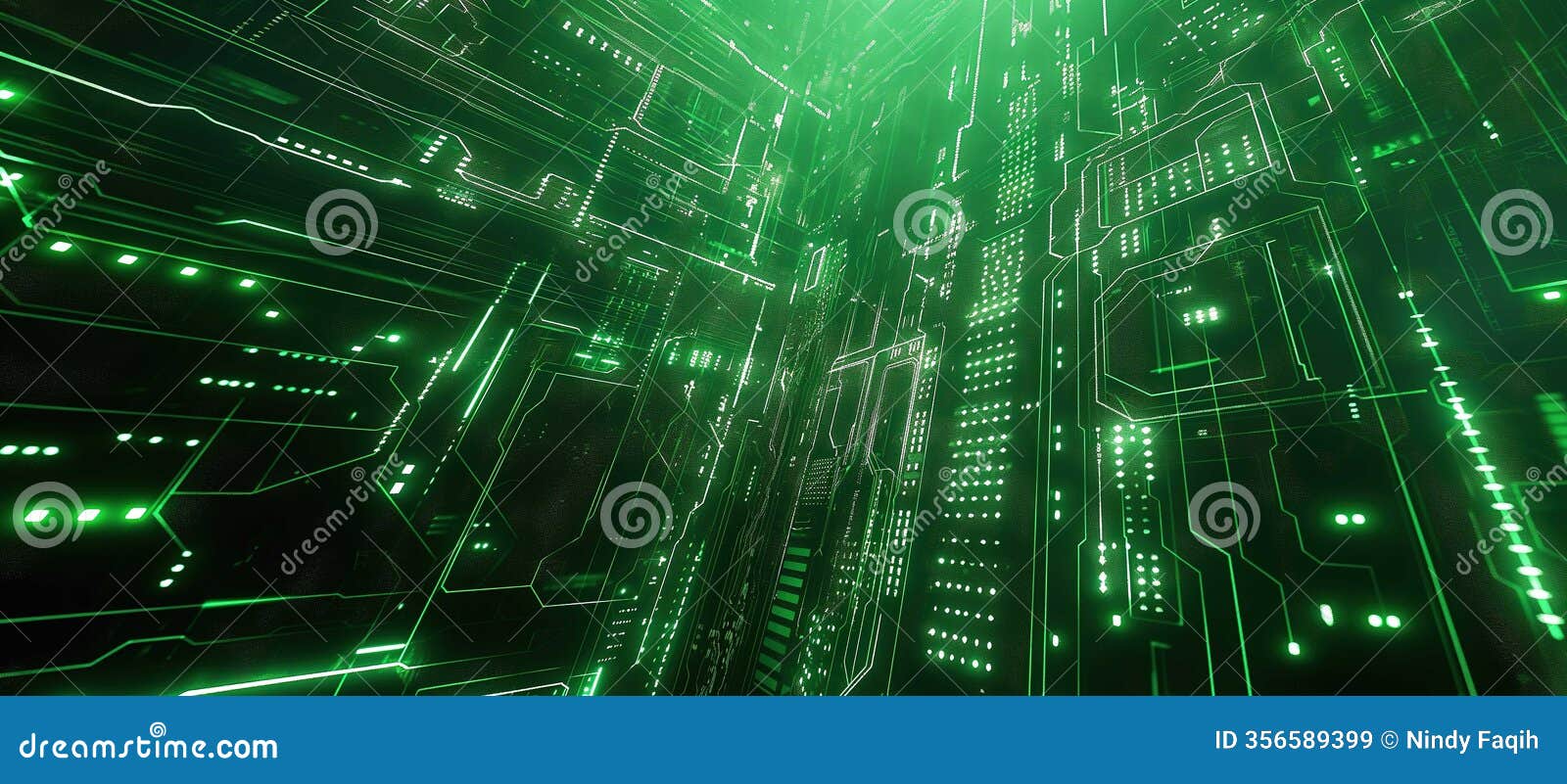 Green Cyber Digital Computer Network Electronic Frame Background Stock ...