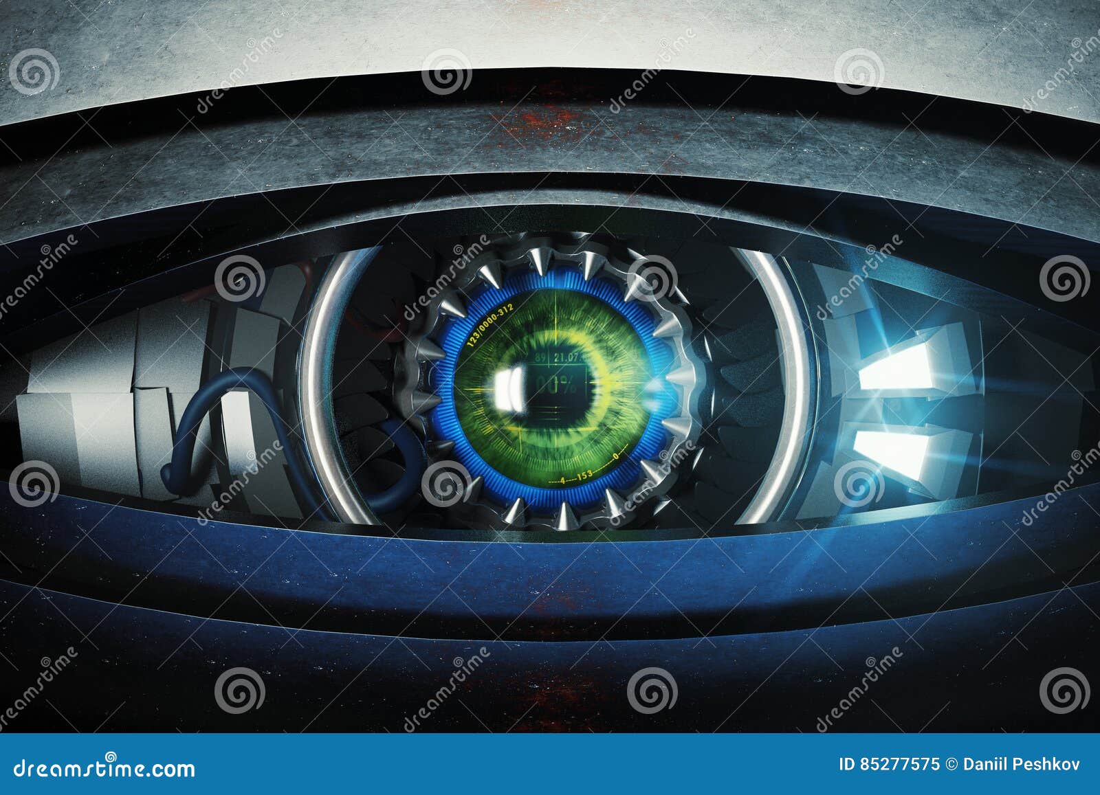 Green cyber eye front stock illustration. Illustration of artificial ...