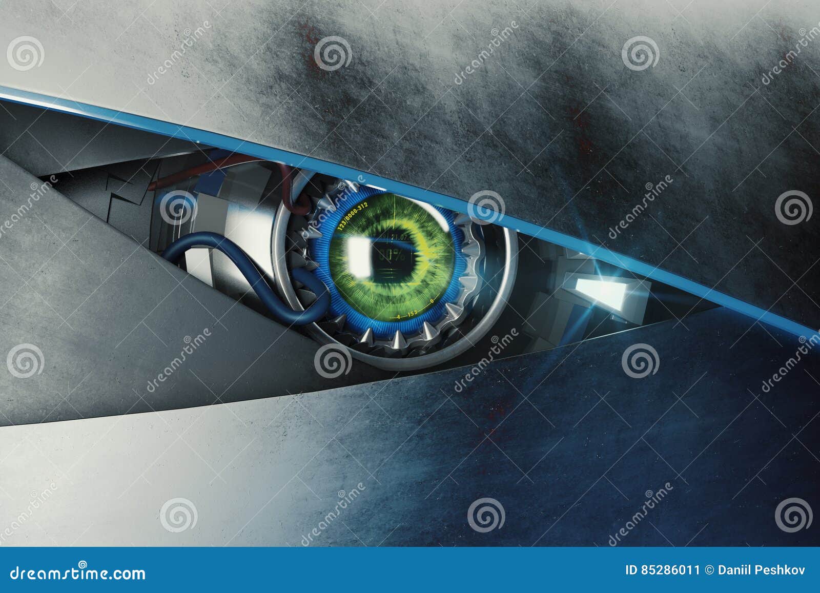 Green Cyber Eye with Mean Look Stock Illustration - Illustration of ...