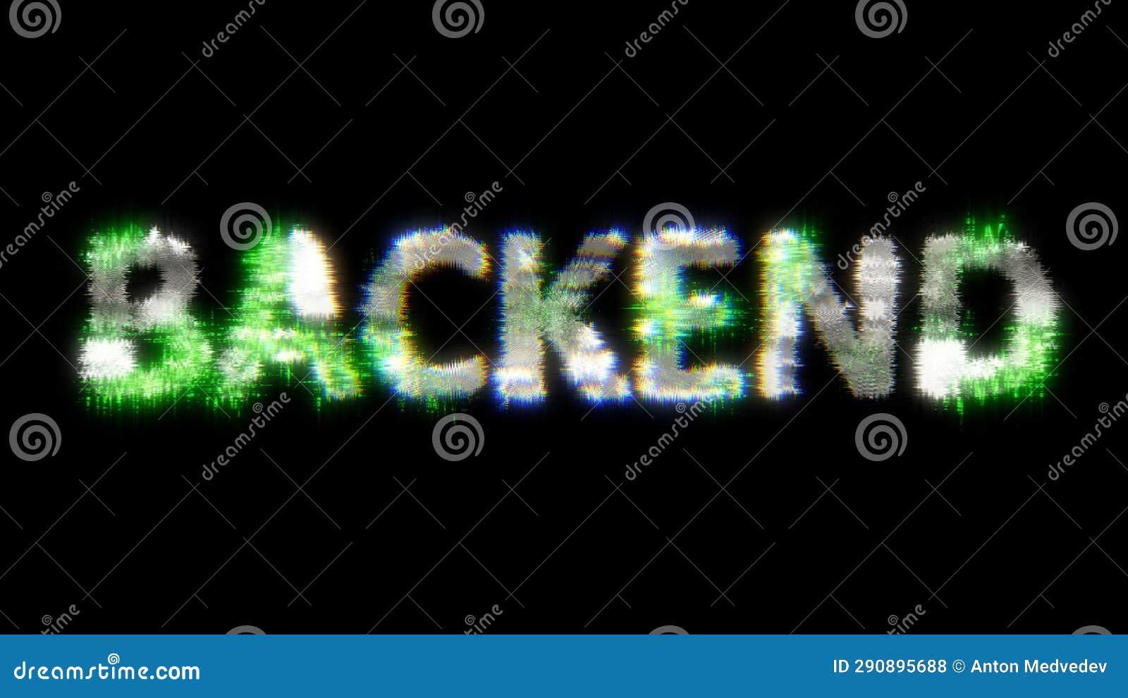 Green Cybernetic Text BACKEND with Noise Distortion, Isolated - Object ...