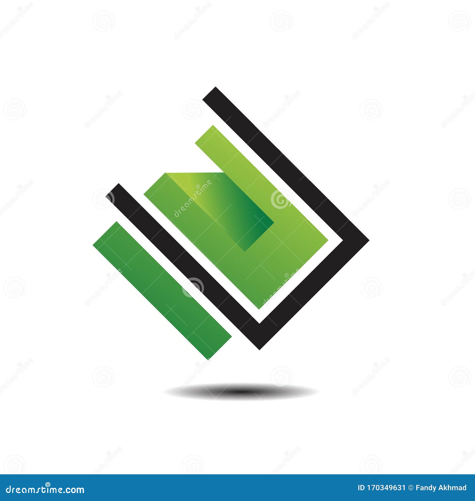 Green 3d Abstract Rectangle Square Shape Logo Design Stock Vector ...