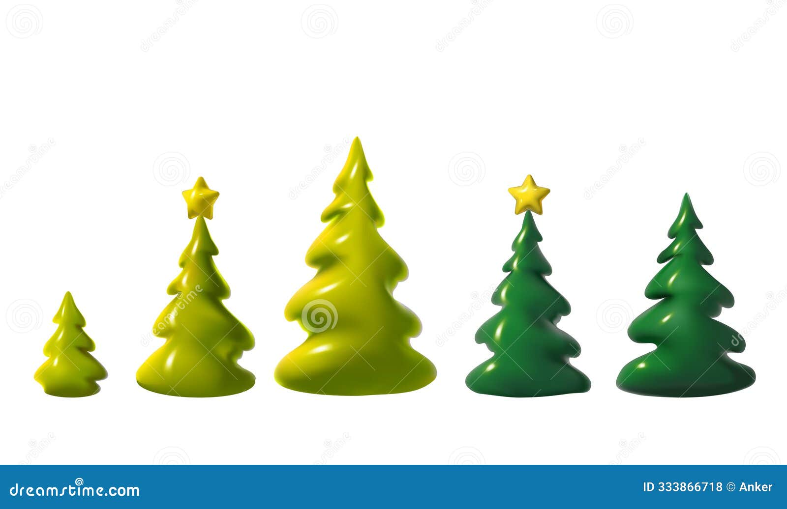 Green 3d Render Realistic Abstract Christmas Trees. Christmas ...