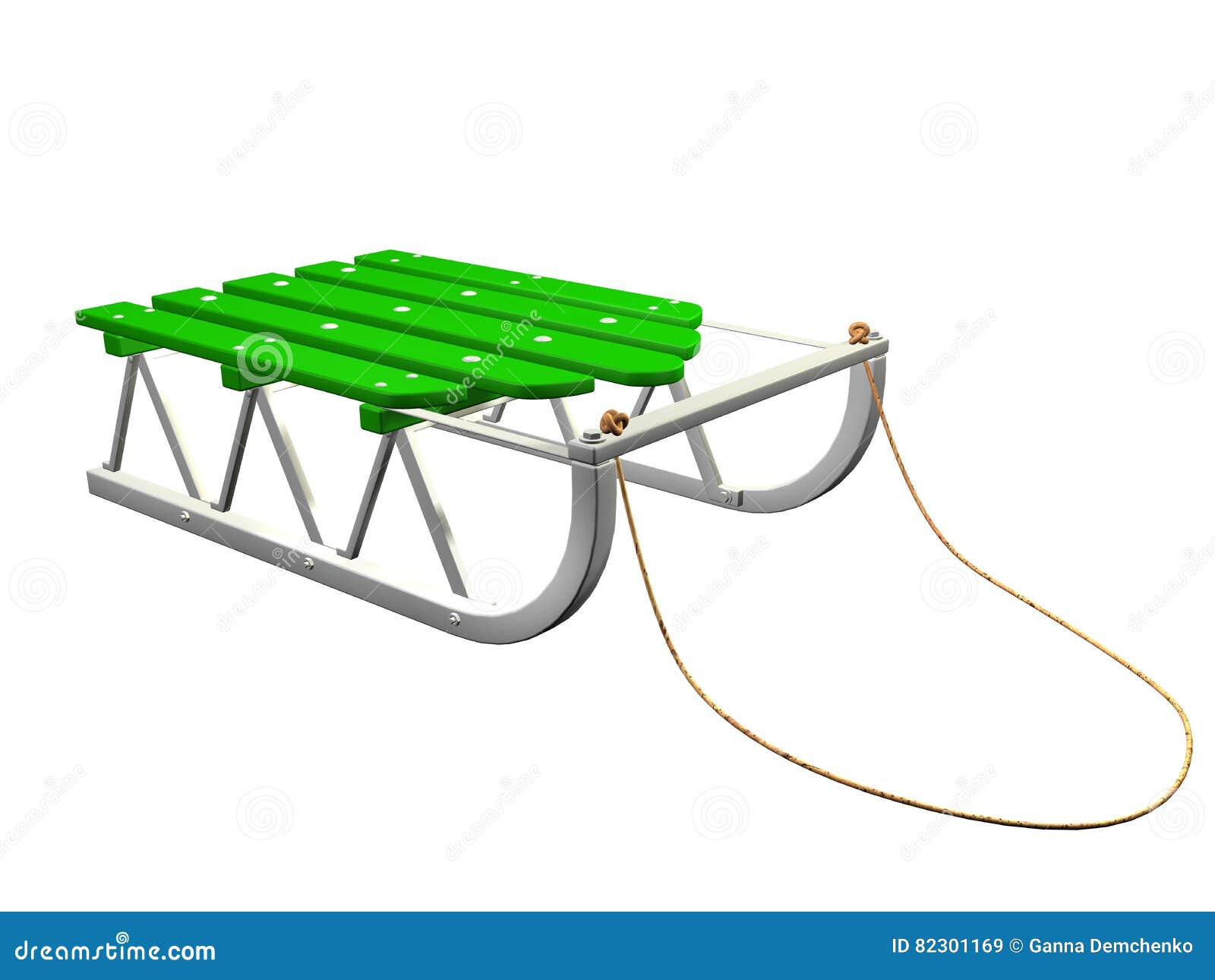 Green 3D Sled on White Background Stock Illustration - Illustration of ...