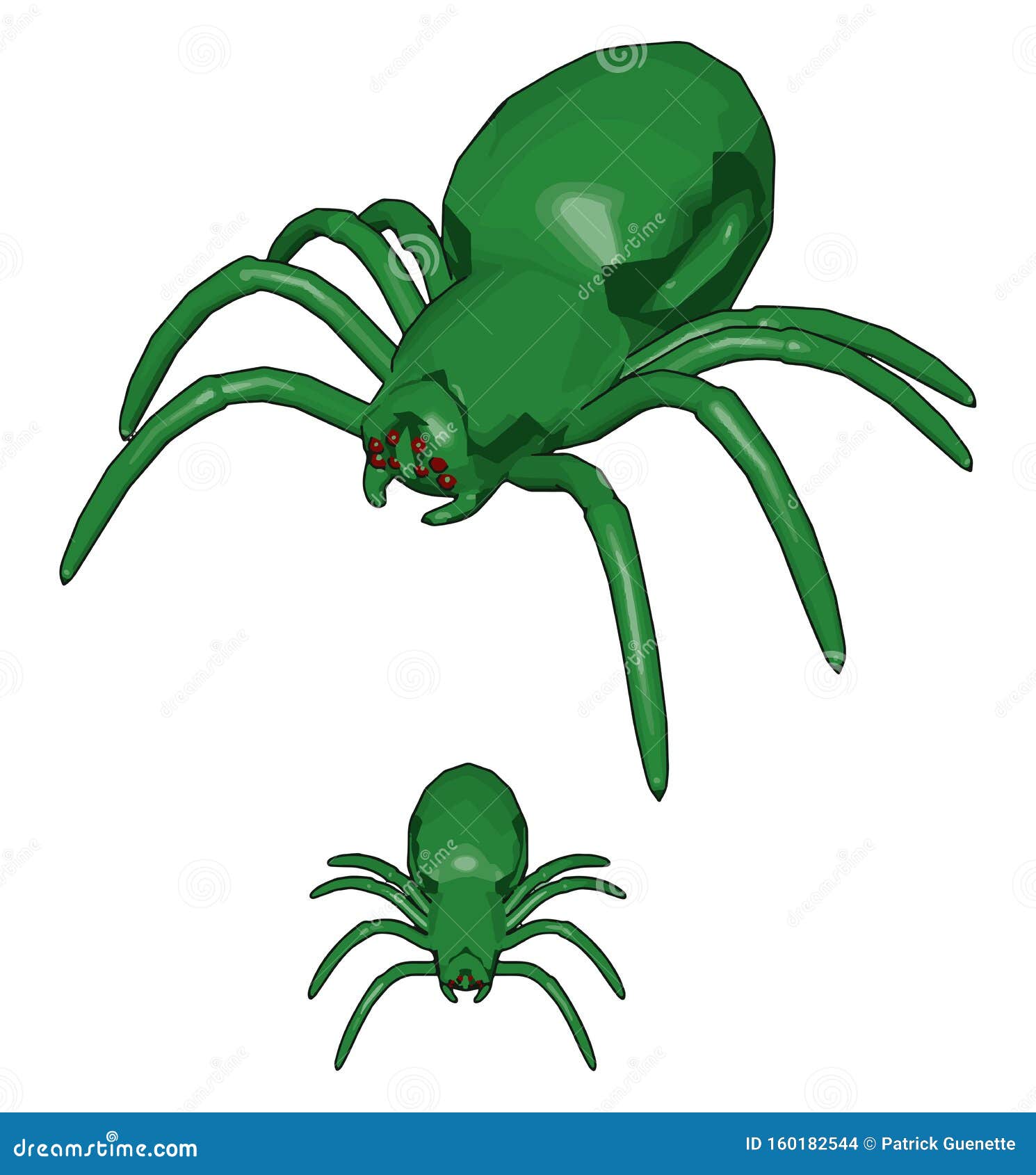 Green 3d Spiders, Illustration, Vector Stock Vector - Illustration of ...