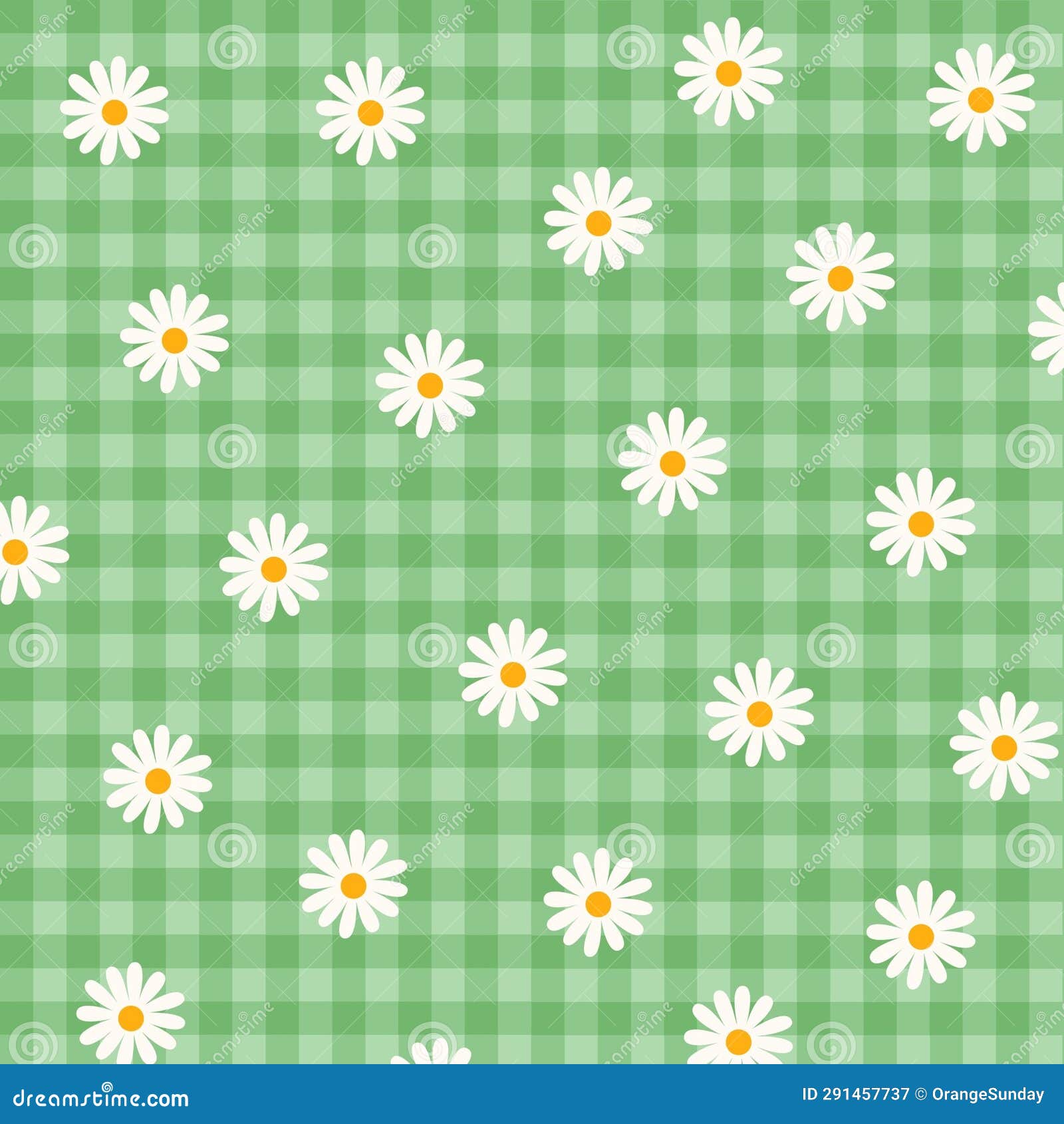Green Daisy Aesthetic Plaid Gingham Checkered Flower Y2K Pattern Stock ...