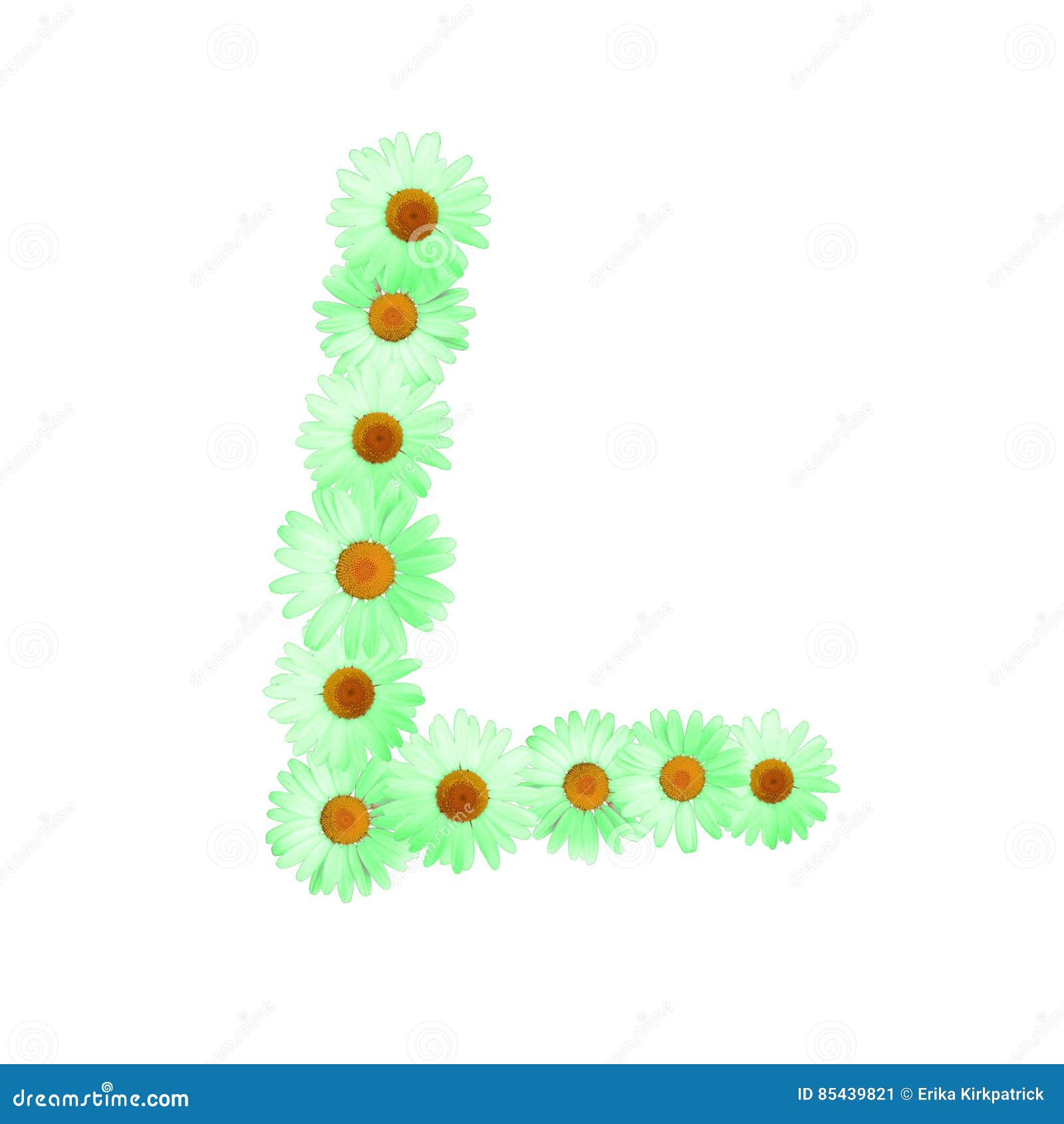 Green Daisy Letter L stock illustration. Illustration of daisy - 85439821