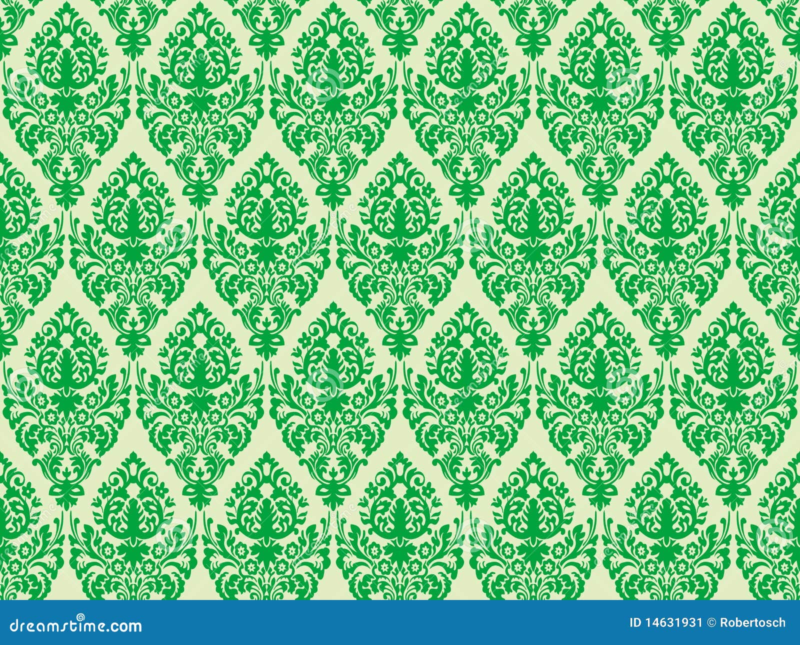 Green Damask Seamless Texture Stock Vector - Illustration of flourishes ...