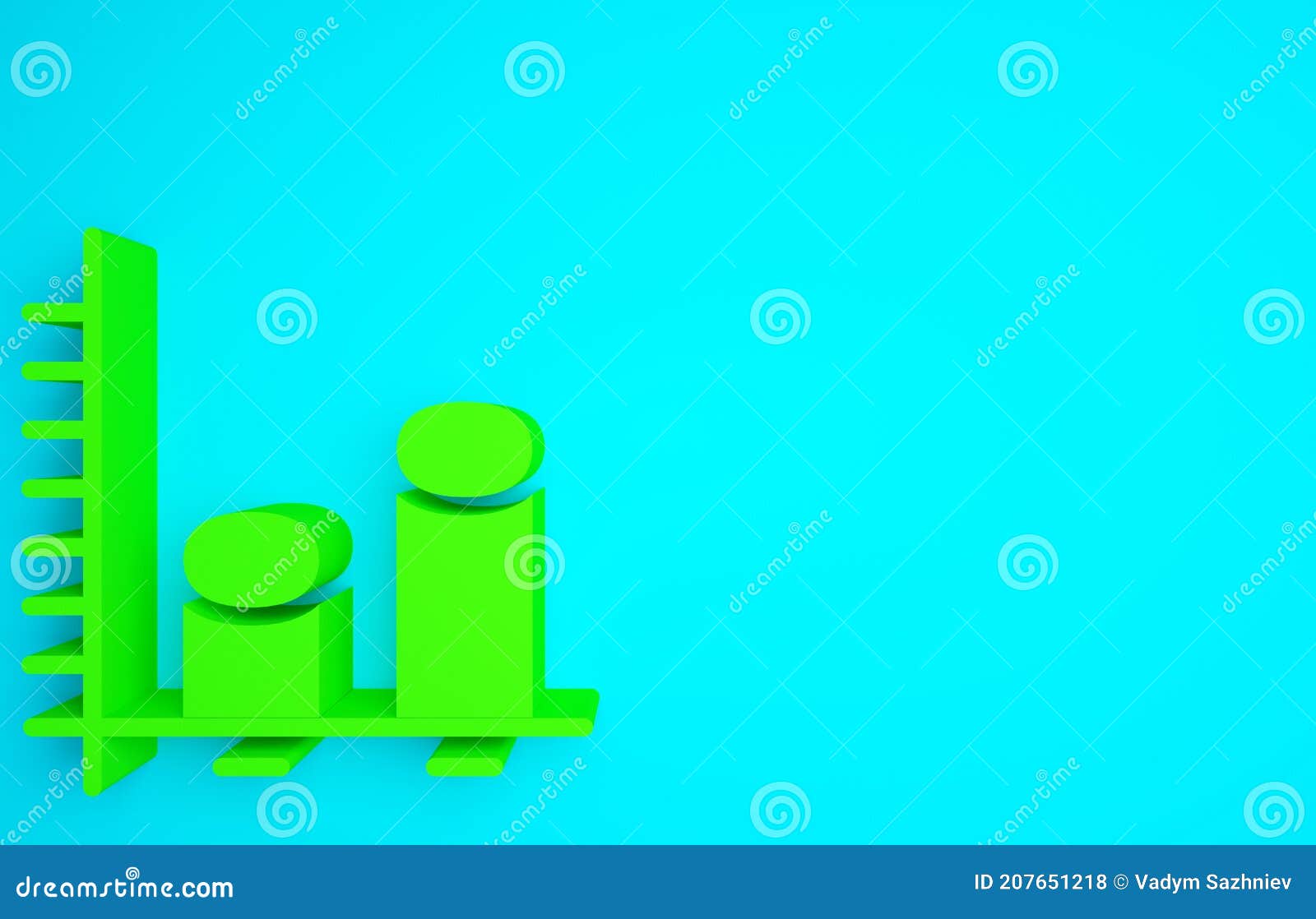 Green Data Analysis Icon Isolated on Blue Background. Minimalism ...