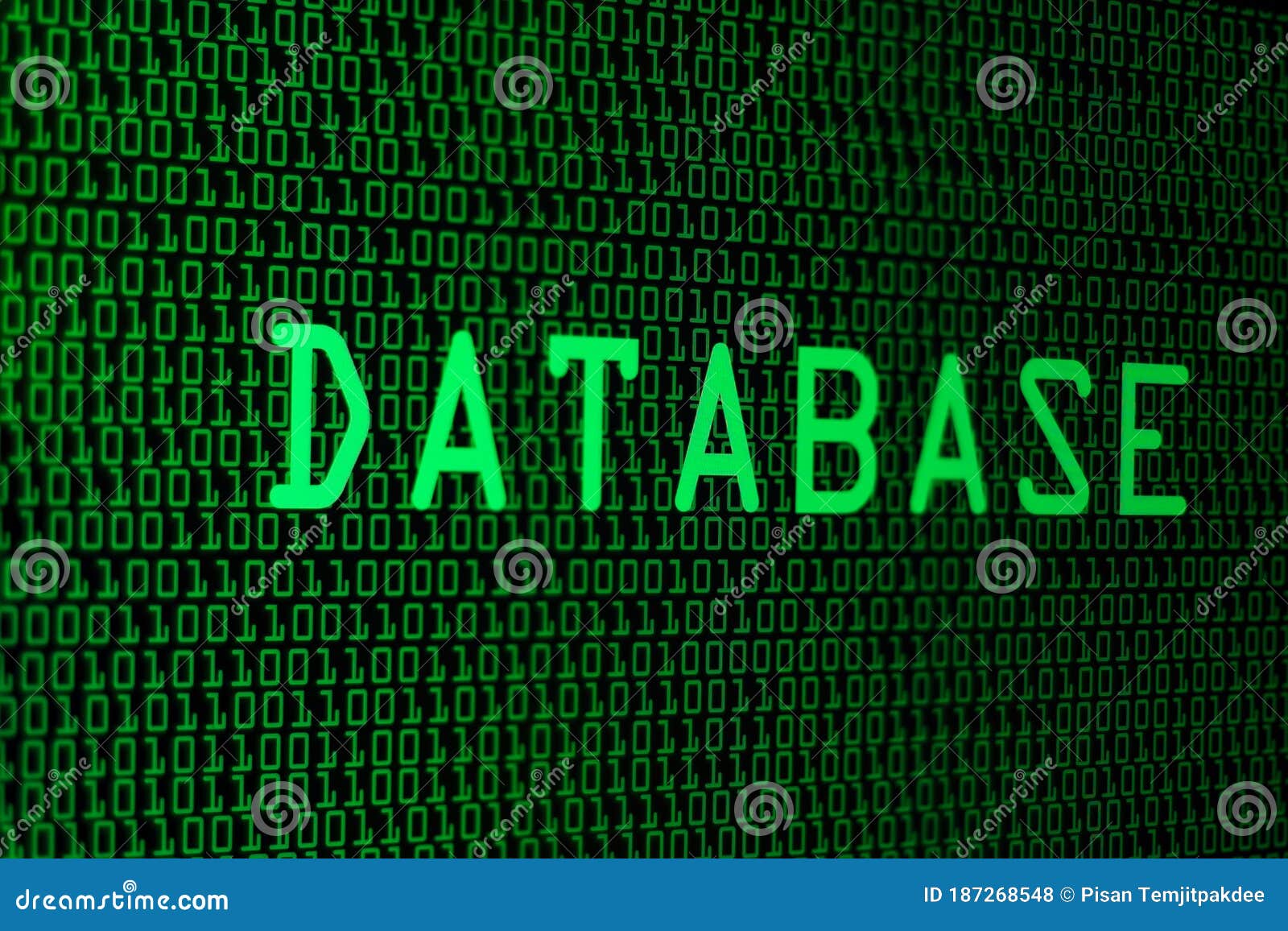 Green Database on Black Background Stock Photo - Image of futuristic ...