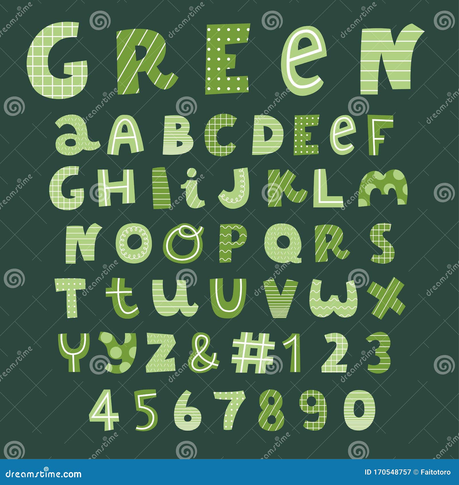 Green Decorative Vector Font Collection Stock Vector - Illustration of ...