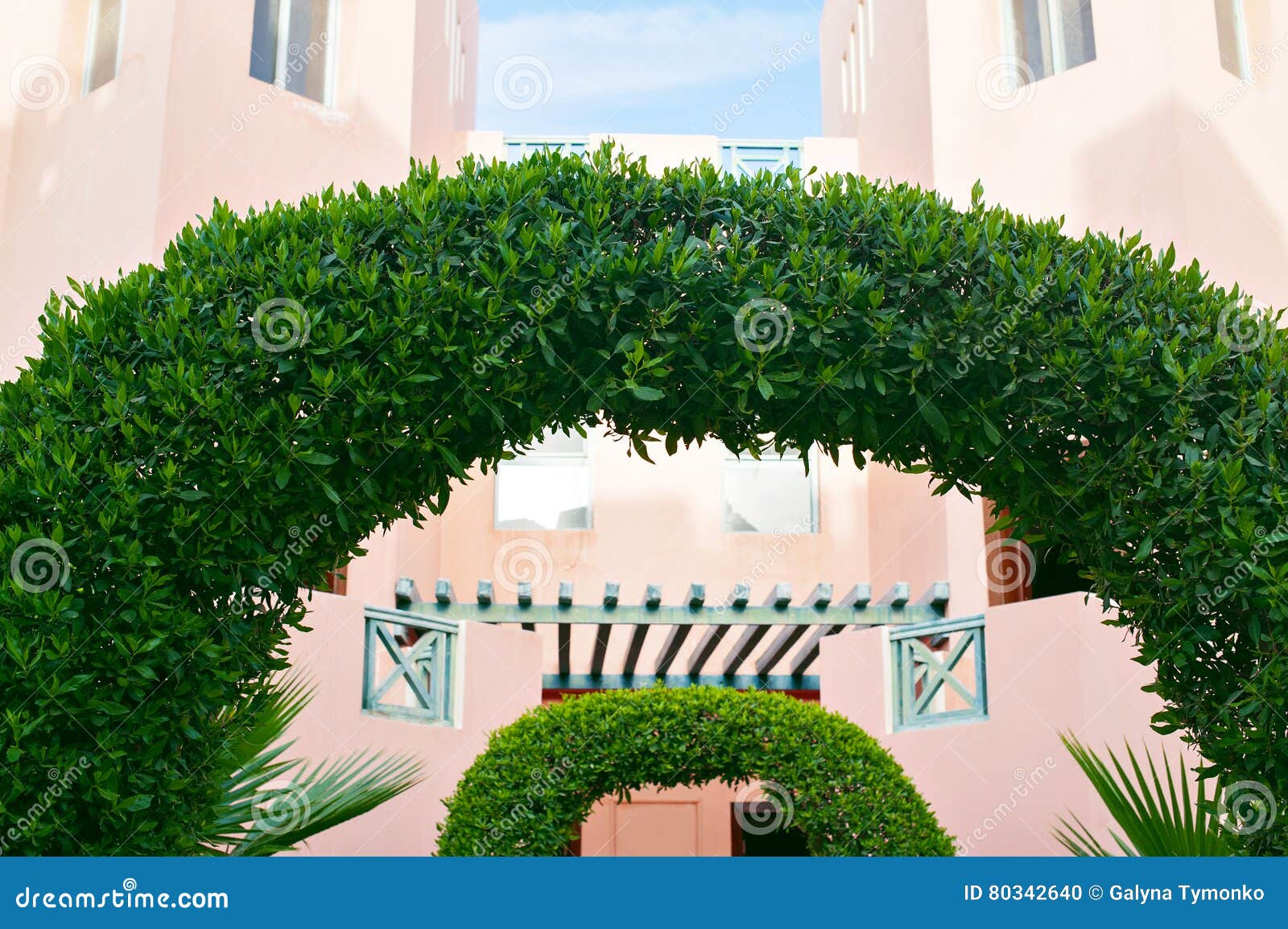 The Decorative Arch Installed On The Football Field Of Stadium. Royalty ...