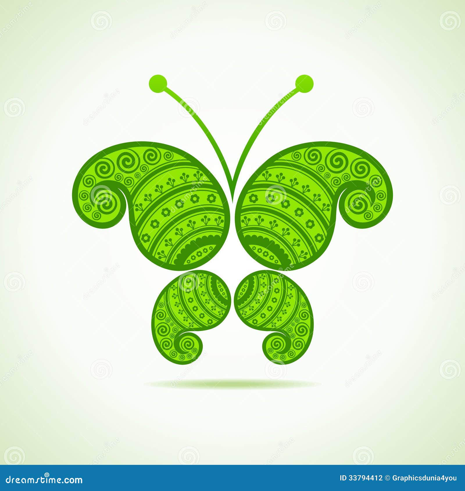 Green decorative butterfly stock vector. Illustration of design - 33794412