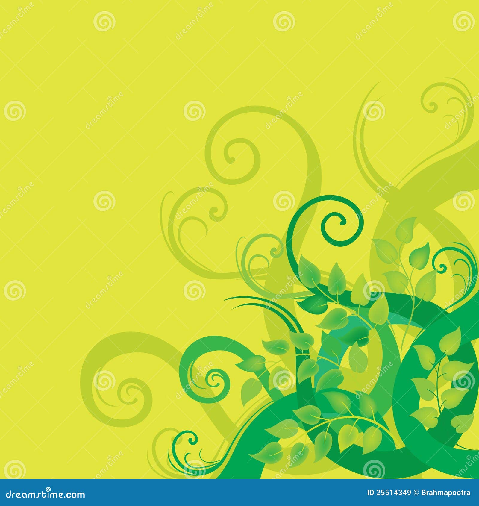 Green Decorative Floral Background Stock Vector - Illustration of grass ...