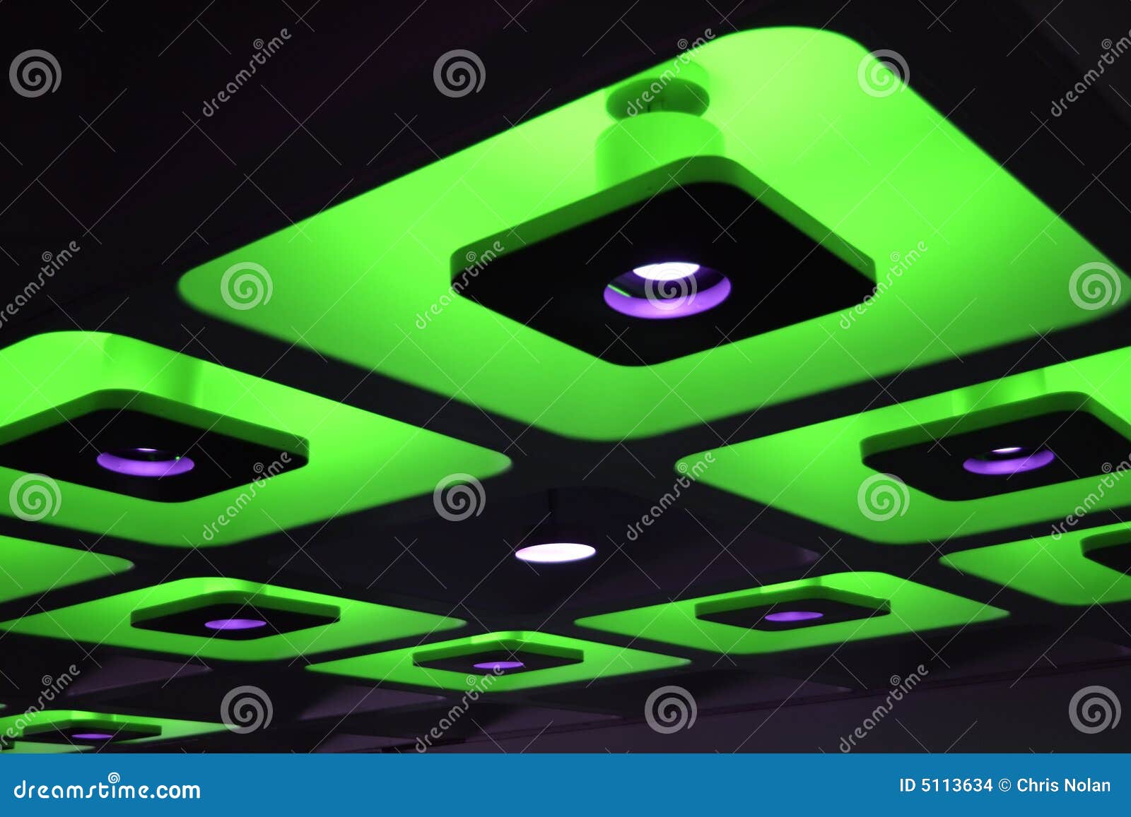 Green Decorative Funky Coloured Lights Stock Photo - Image of ceiling ...