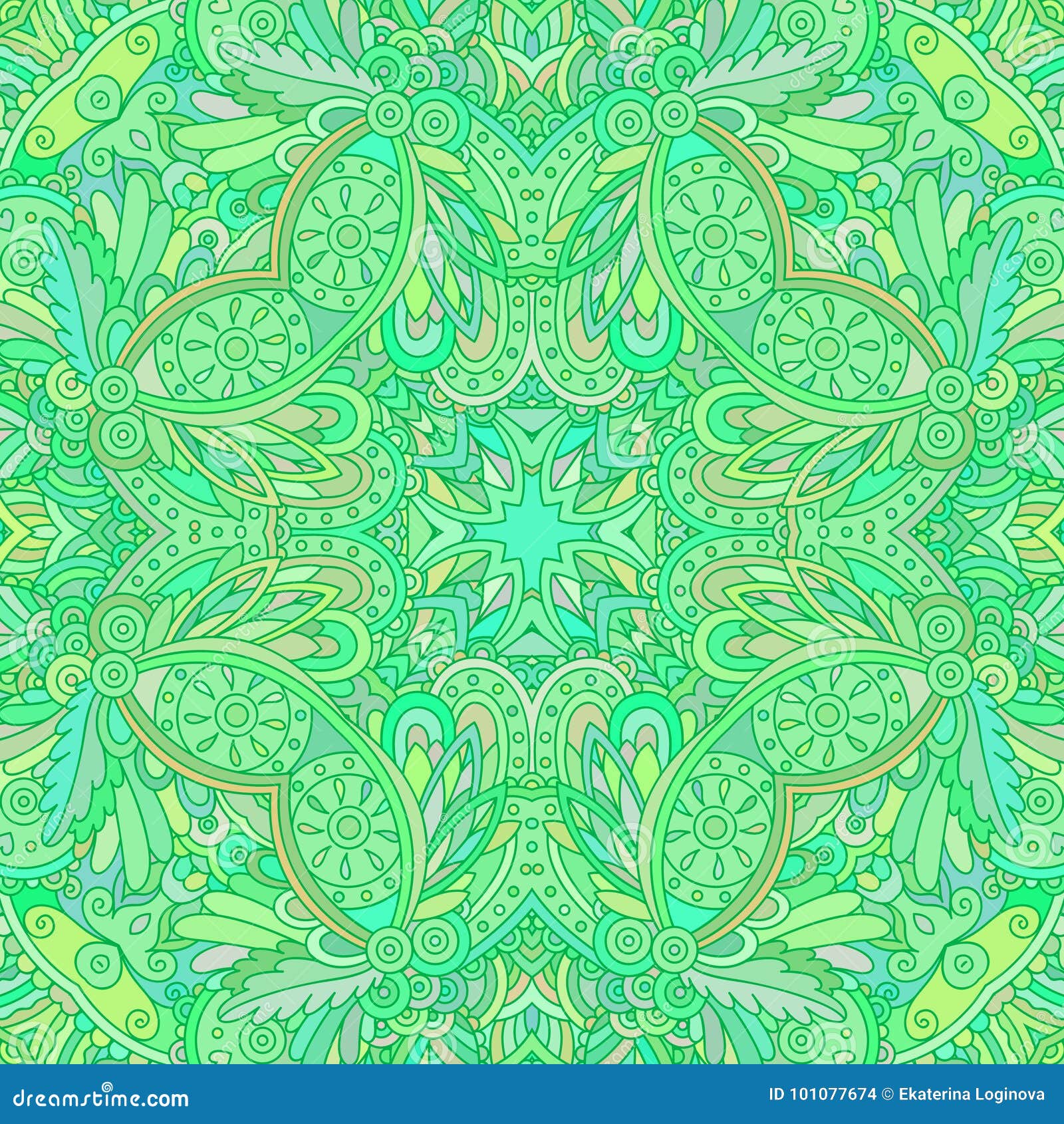 Green Decorative Seamless Pattern. Stock Vector - Illustration of ...