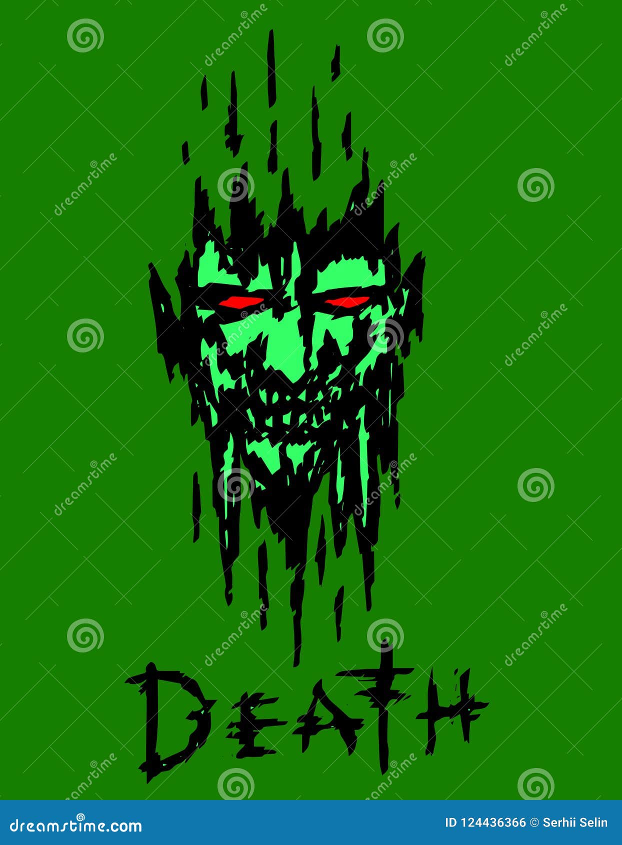 Green Demon Face. Vector Illustration. Stock Vector - Illustration of ...