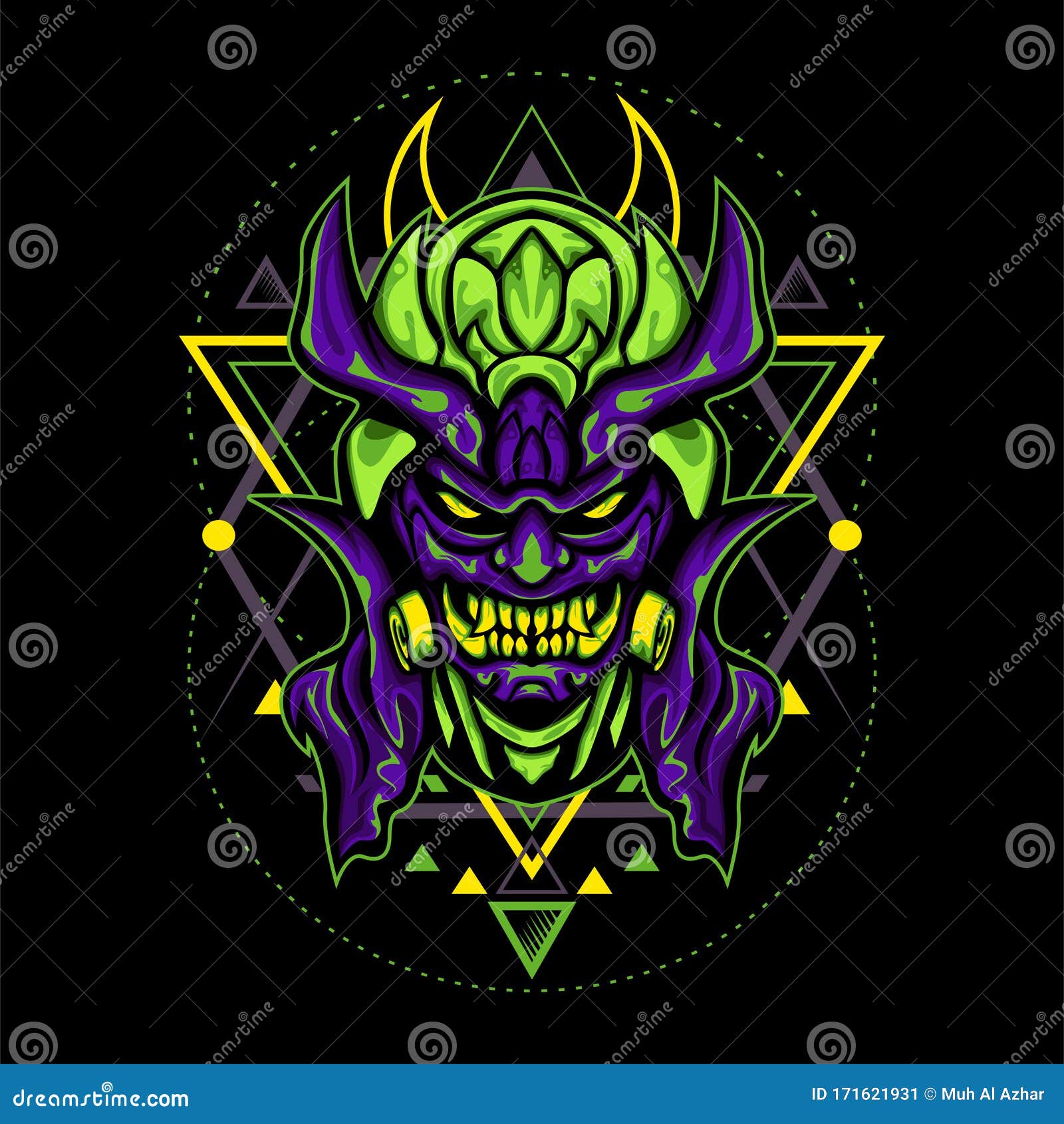 Green Demon Toxic Mask stock vector. Illustration of mask - 171621931