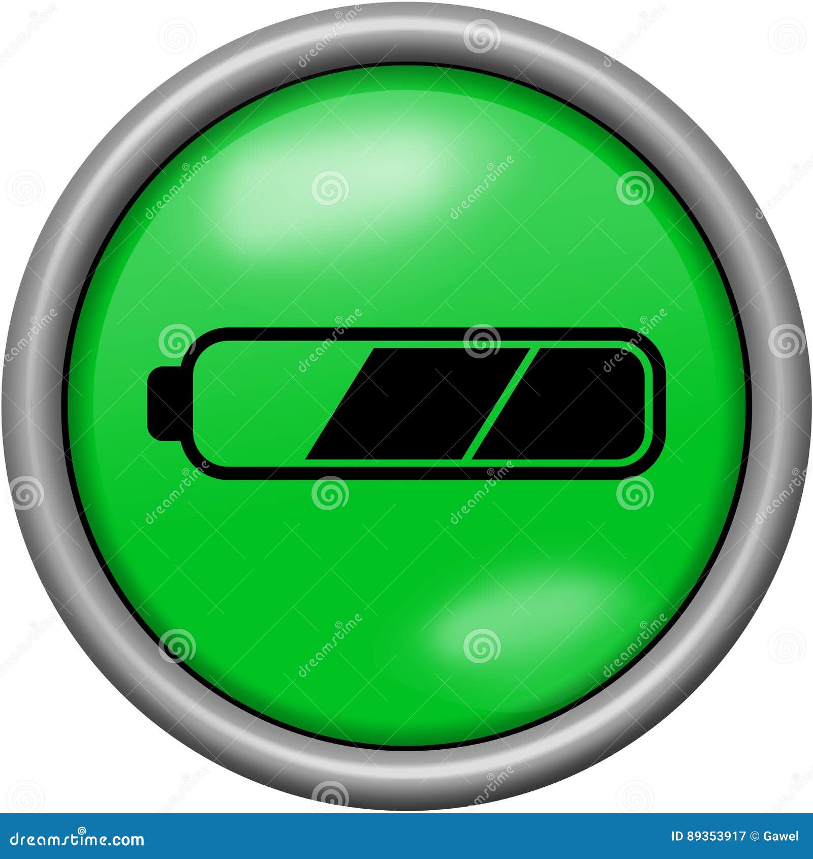 Green Design Half Battery in Round 3D Button Stock Illustration ...