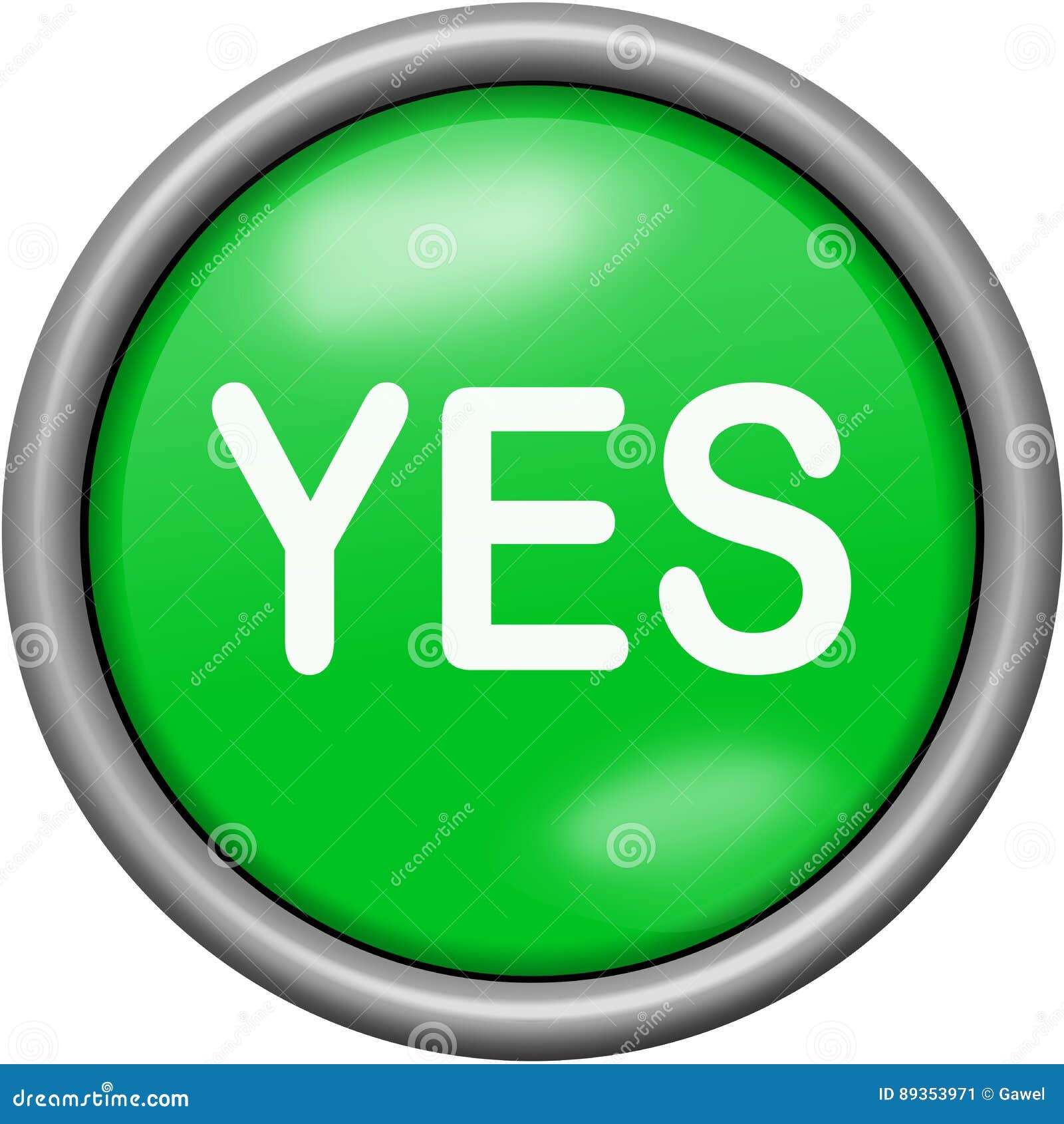 Green Design Yes in Round 3D Button Stock Illustration - Illustration ...