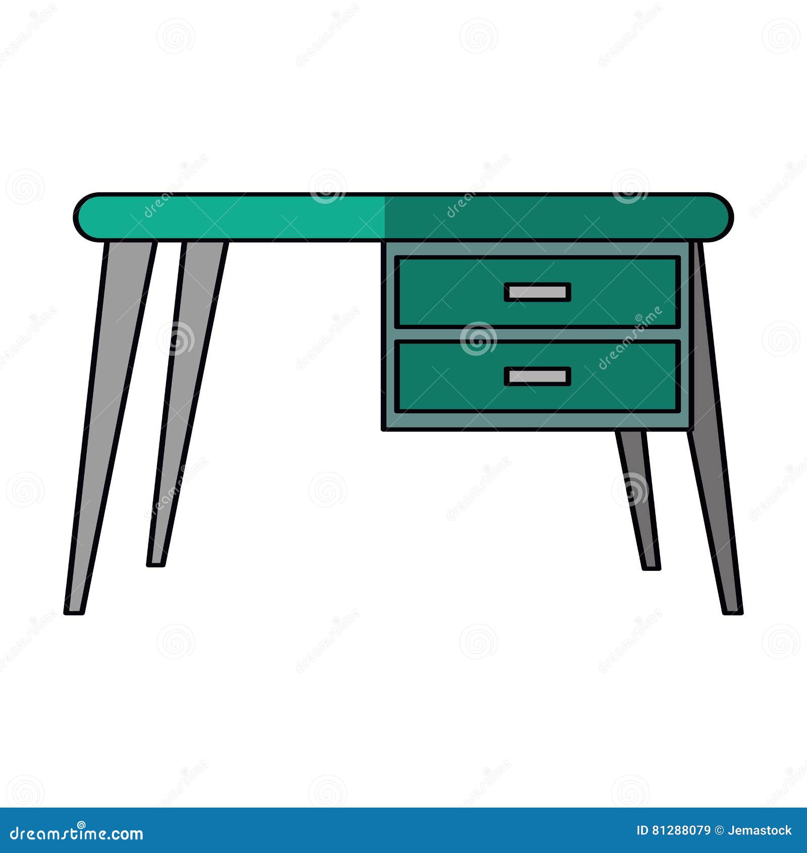 Green Desk Office Work Place Icon Stock Vector - Illustration of design ...