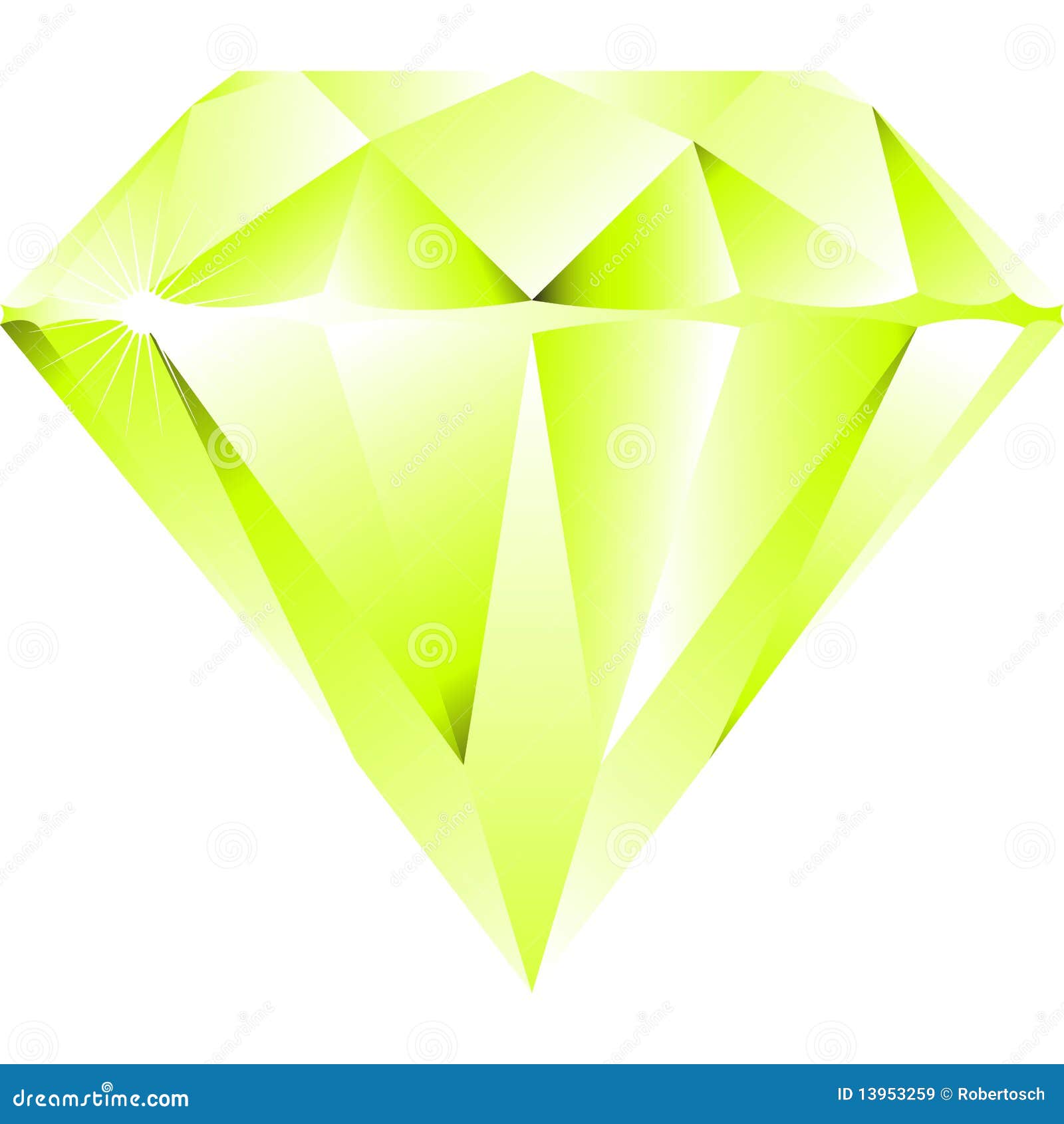 Green Diamond Isolated on White Stock Vector - Illustration of gemstone ...