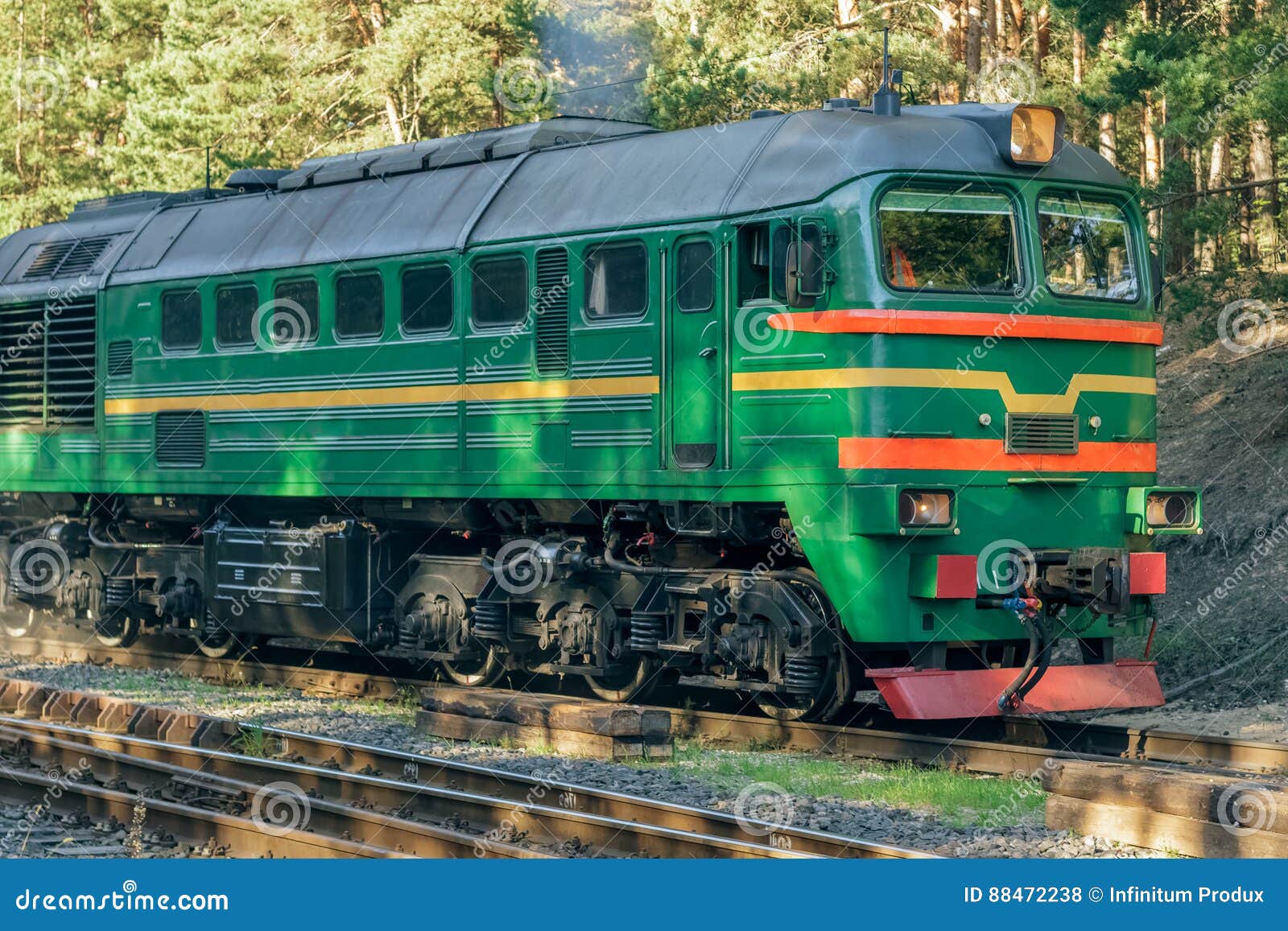 Green Diesel Cargo Locomotive Stock Photo - Image of soviet, rusty ...
