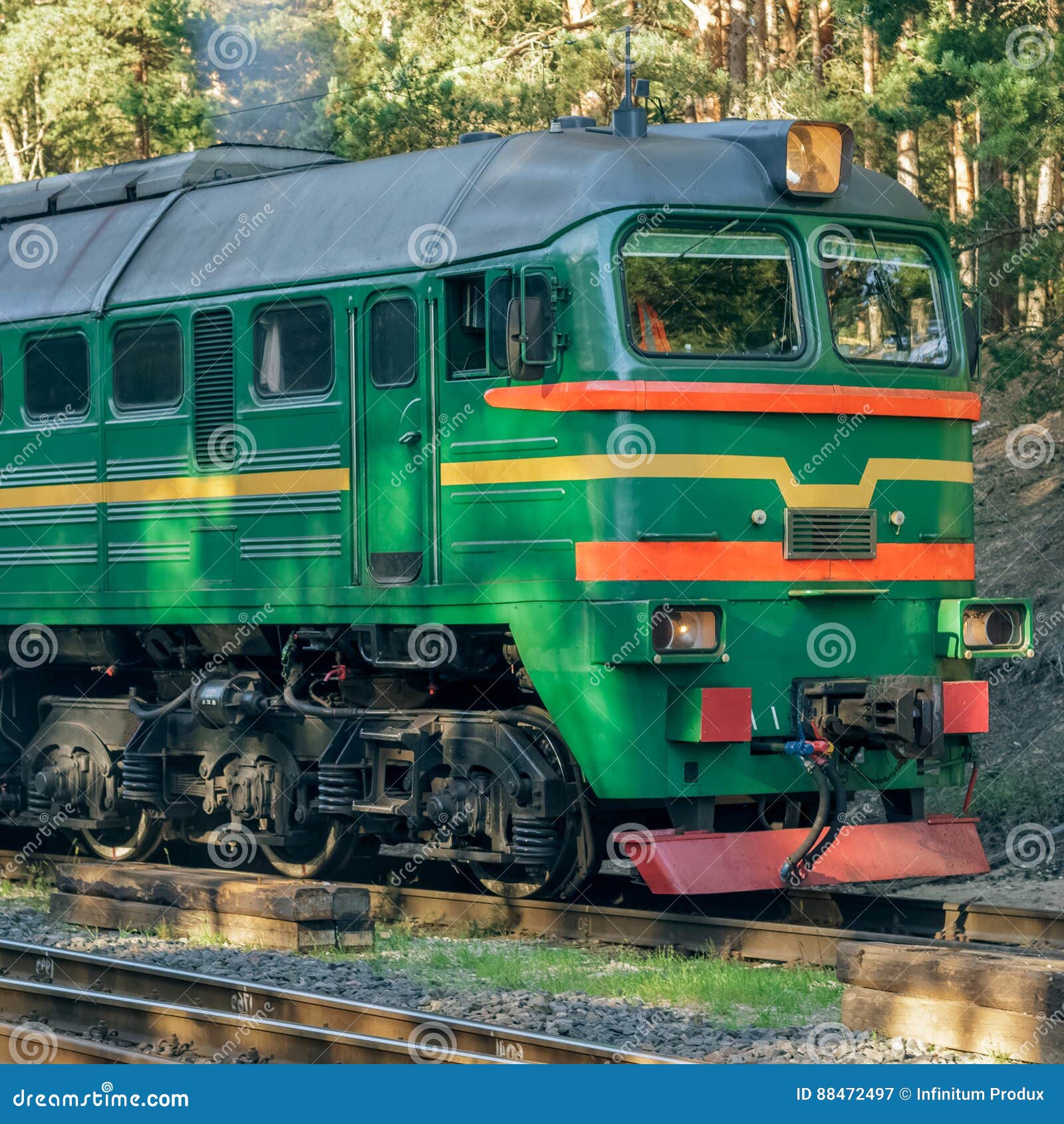 Green Diesel Cargo Locomotive Stock Image - Image of wagon, railroad ...