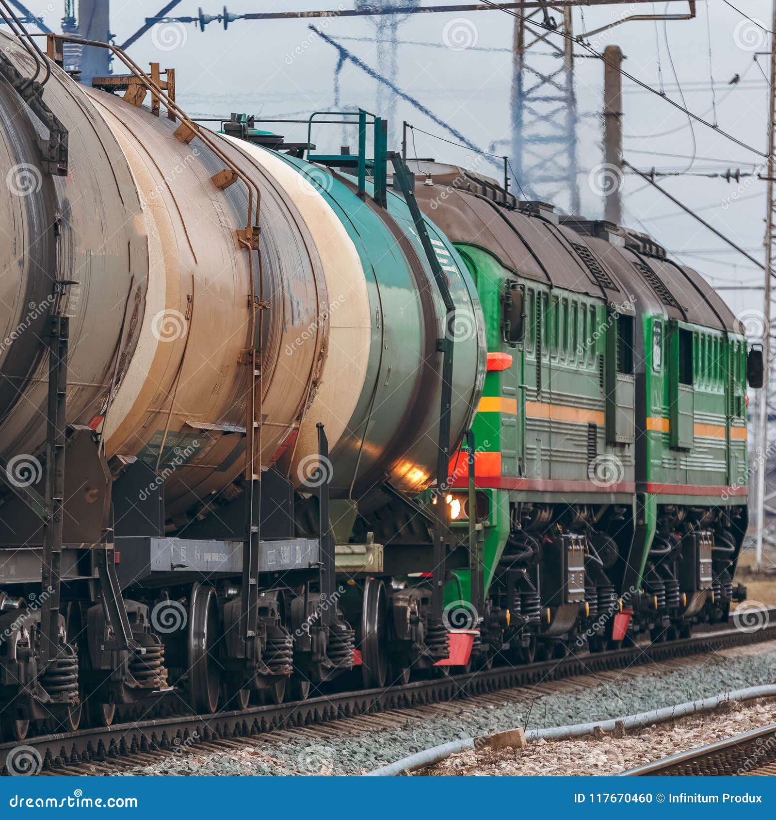 Green diesel locomotive stock photo. Image of orange - 117670460