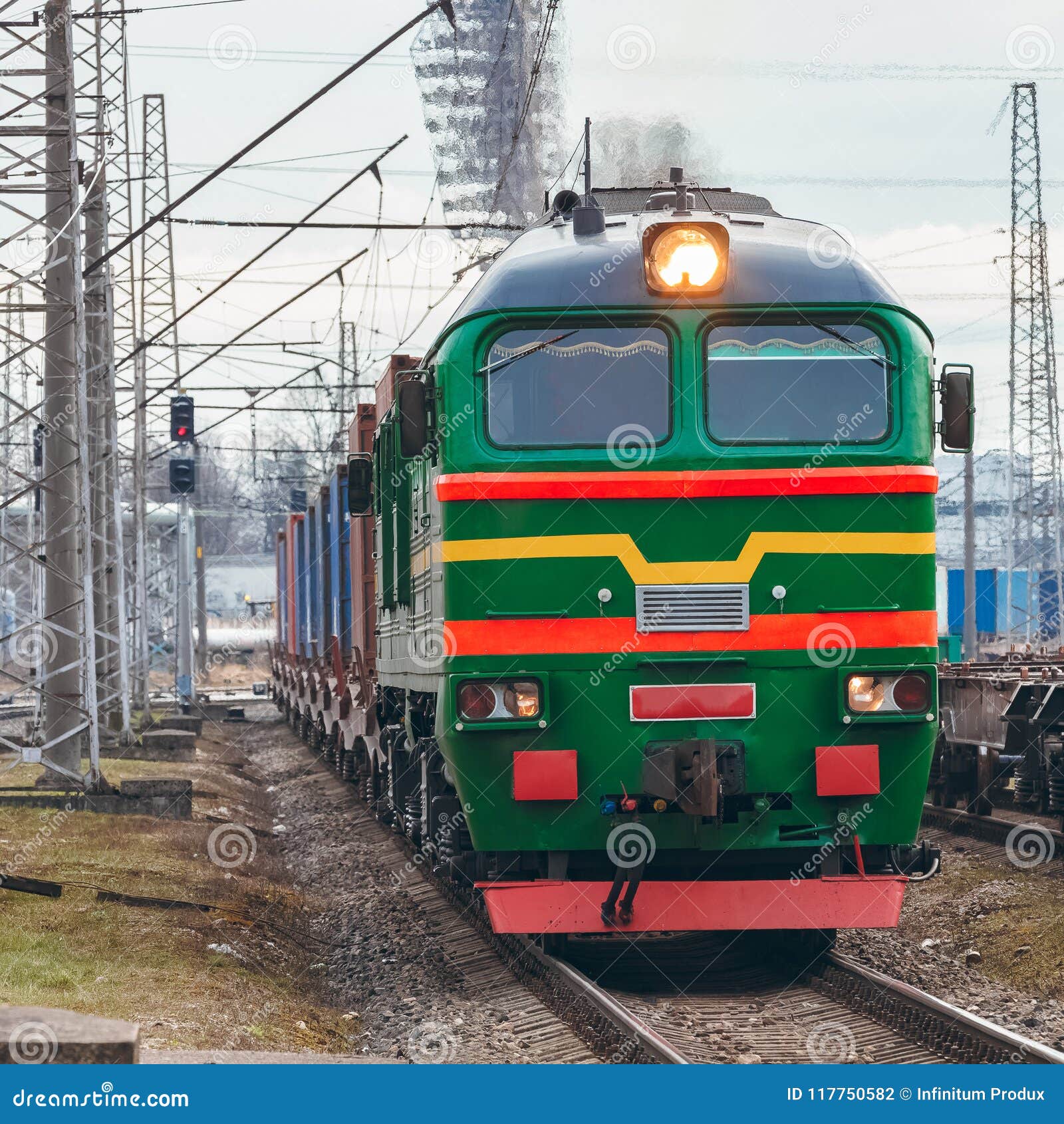 Green diesel locomotive stock photo. Image of metal - 117750582