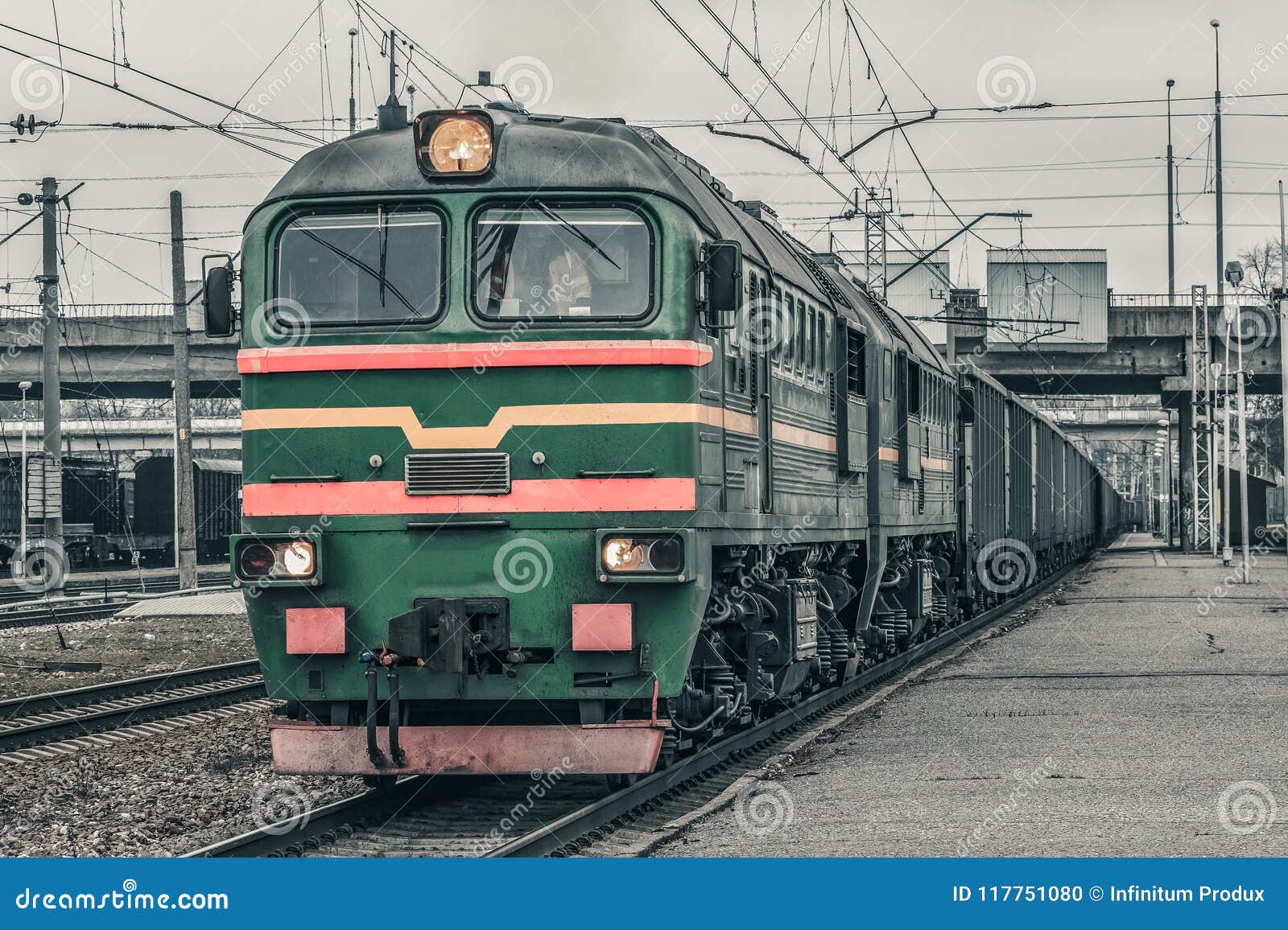 Green diesel locomotive stock photo. Image of metal - 117751080