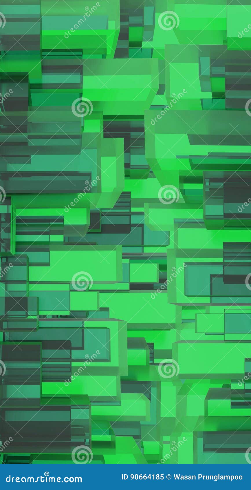 Green Digital Background. 3D Illustration. Stock Illustration ...