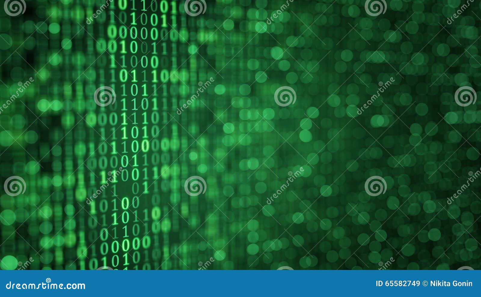 Green Digital Binary Data Close-up Stock Illustration - Illustration of ...