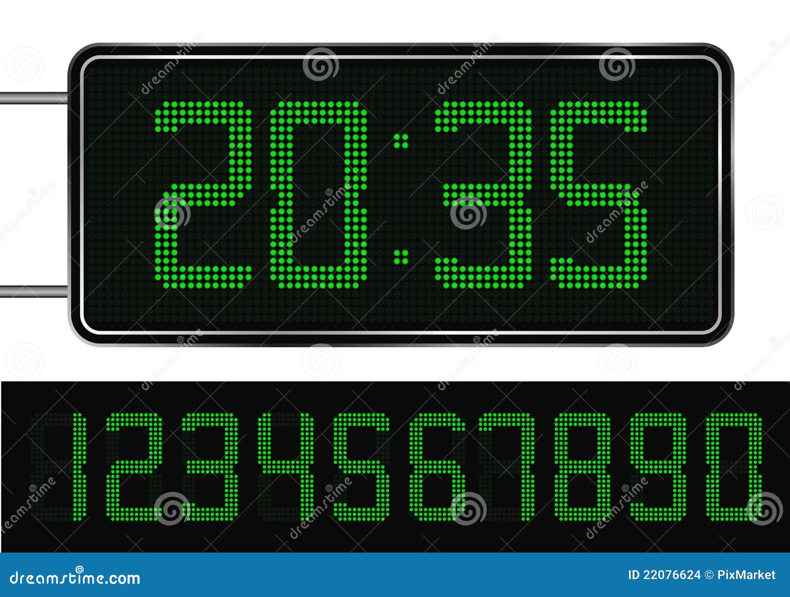 Green Digital Clock stock vector. Illustration of electrical - 22076624