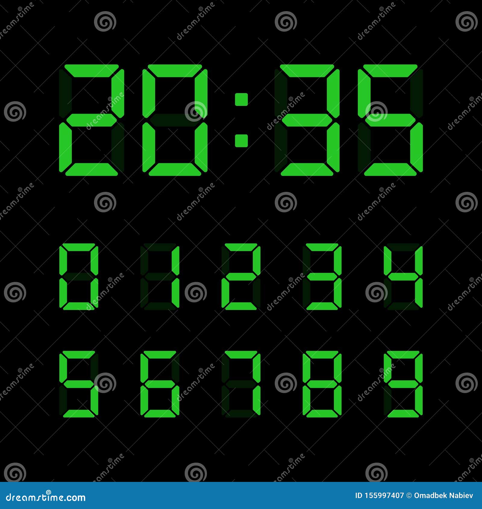 Green digital numbers set. stock vector. Illustration of icon - 155997407