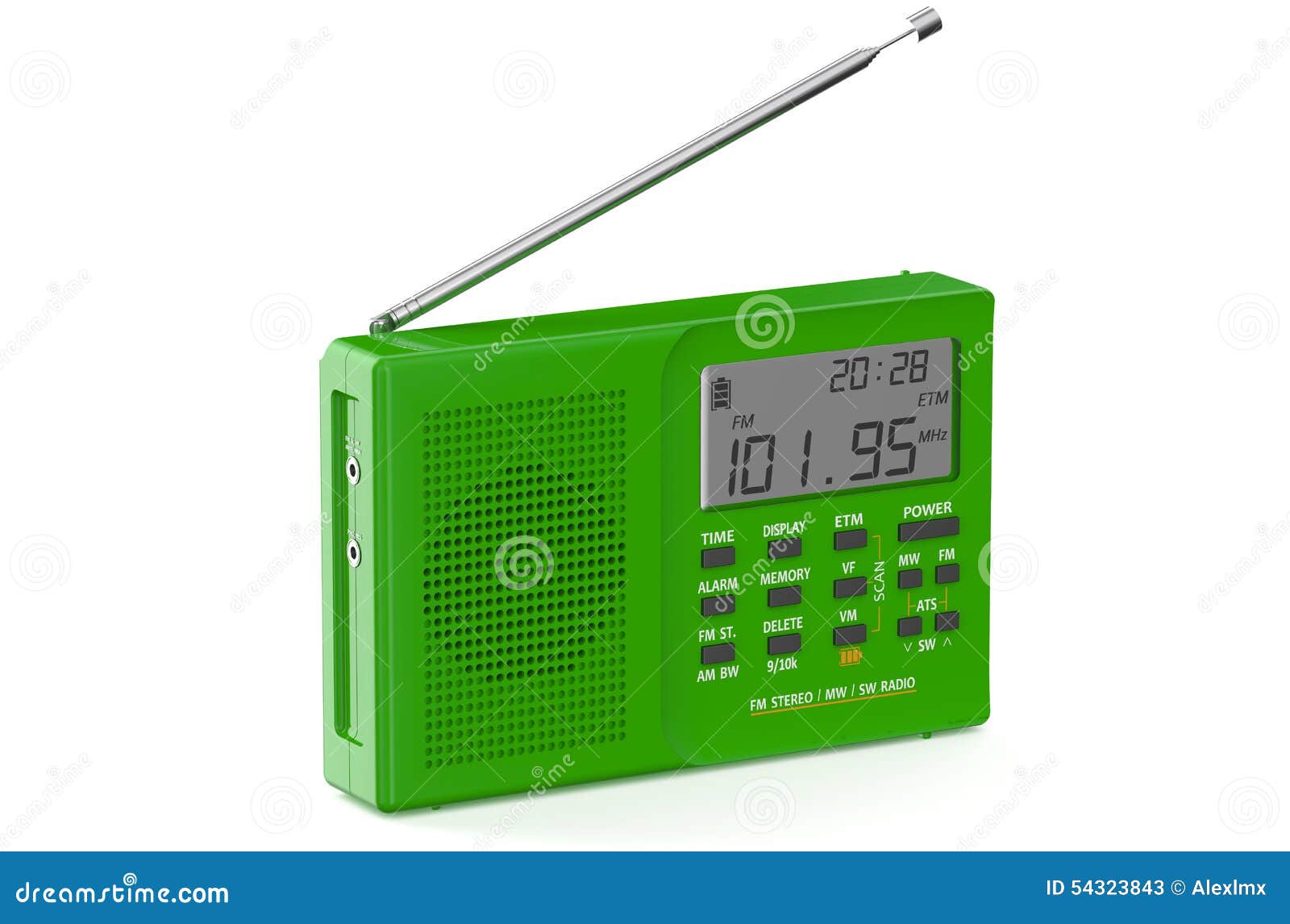 Green digital radio stock illustration. Illustration of button - 54323843