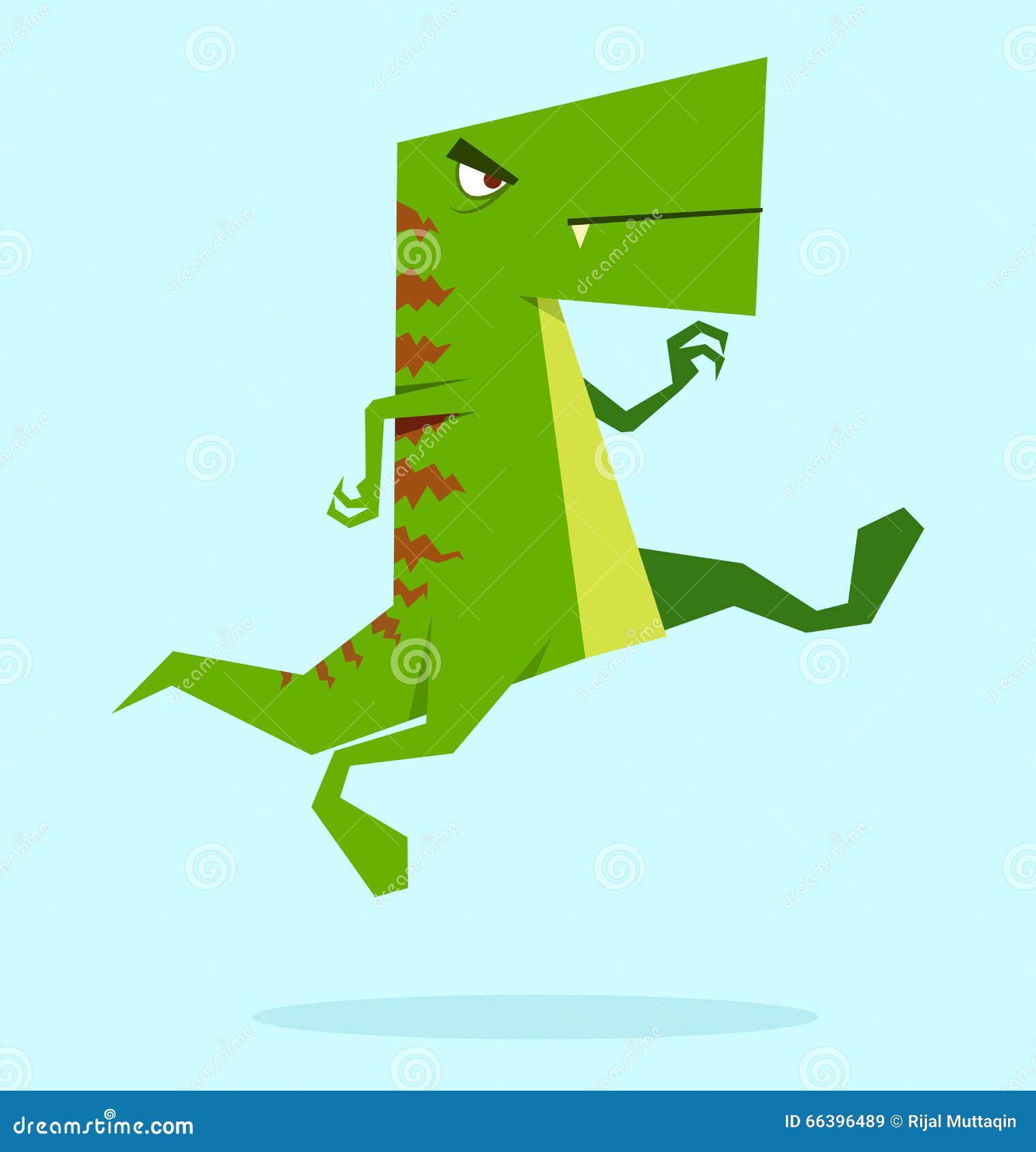 Green dino in action stock vector. Illustration of tail - 66396489
