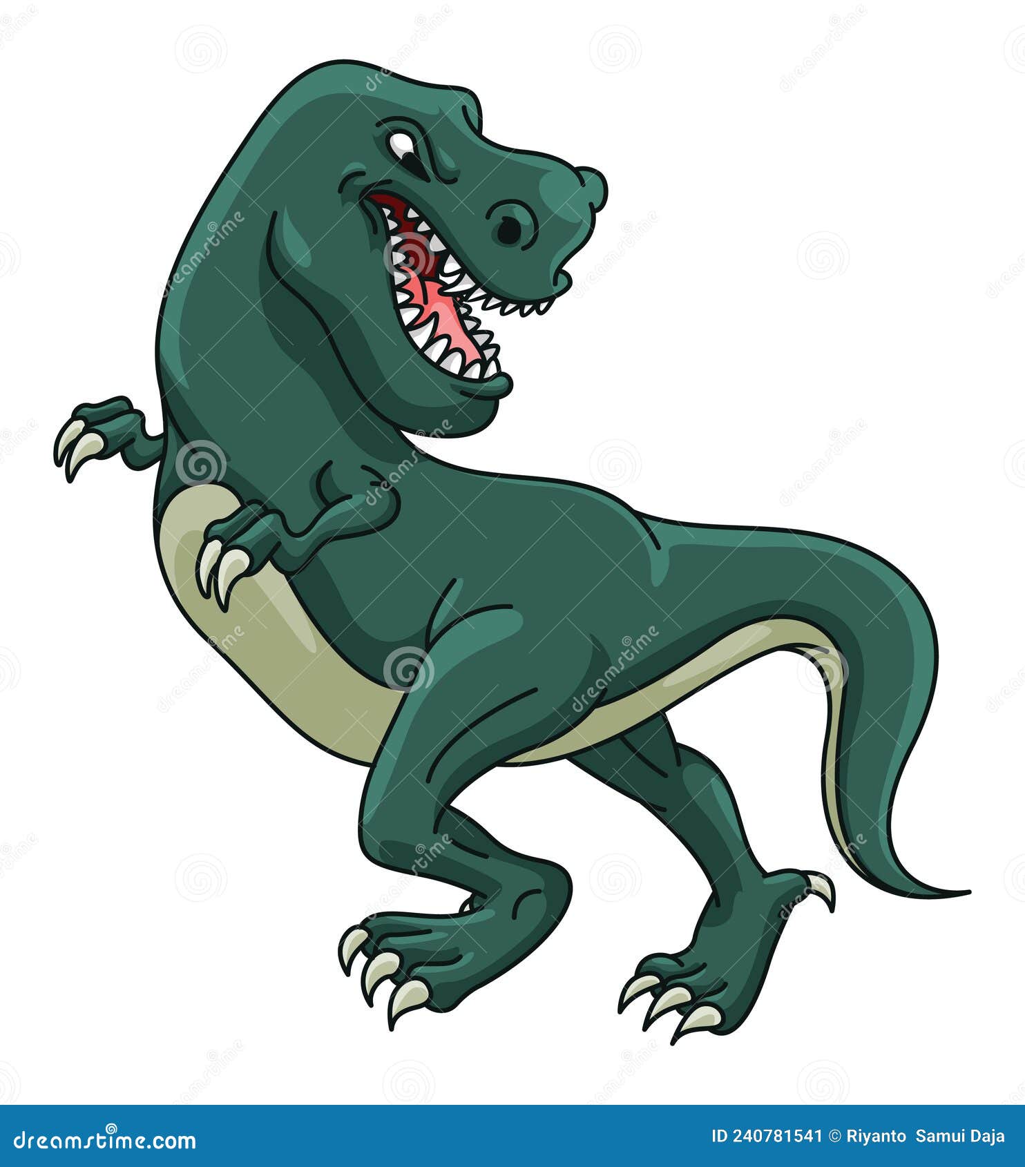 Green Dinosaur Running Color Illustration Design Stock Vector ...