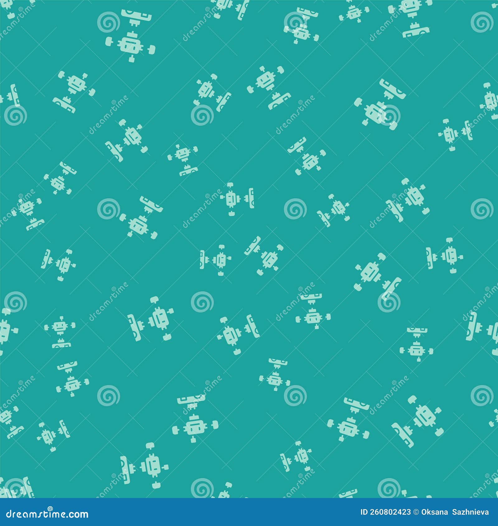 Green Disassembled Robot Icon Isolated Seamless Pattern on Green ...