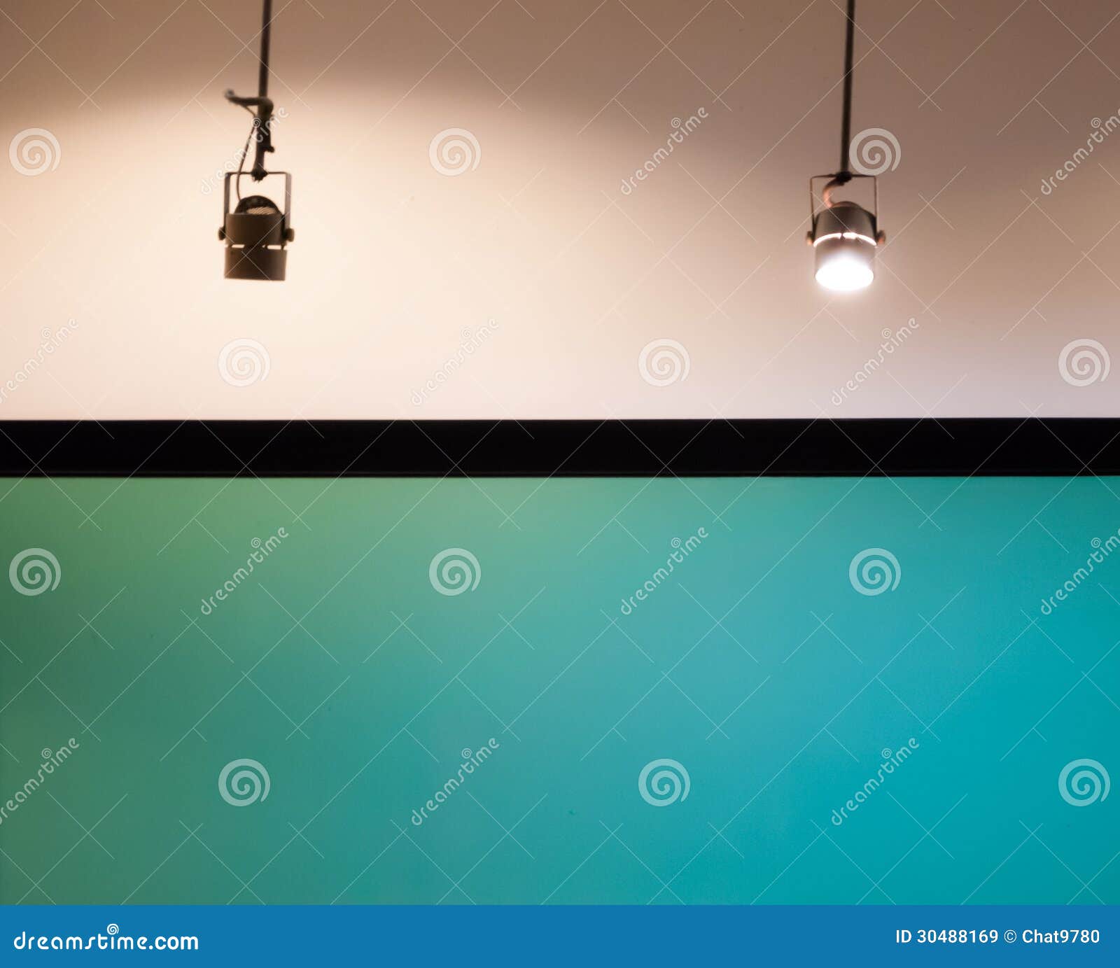 Green Display with Halogen Downlight Stock Image - Image of green ...