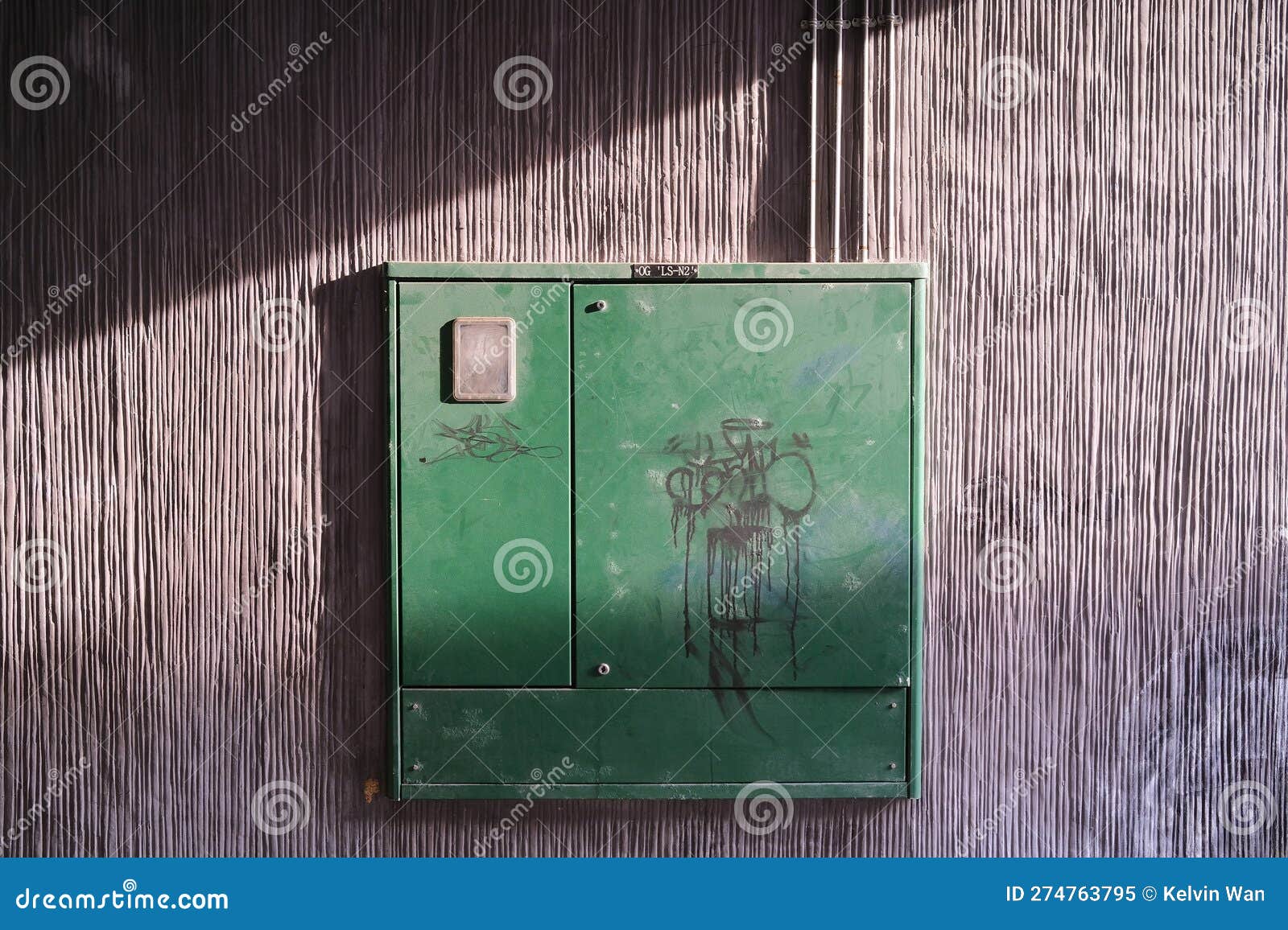 Green Distribution Board Mounted on Wooden Texture Wall Stock Image ...