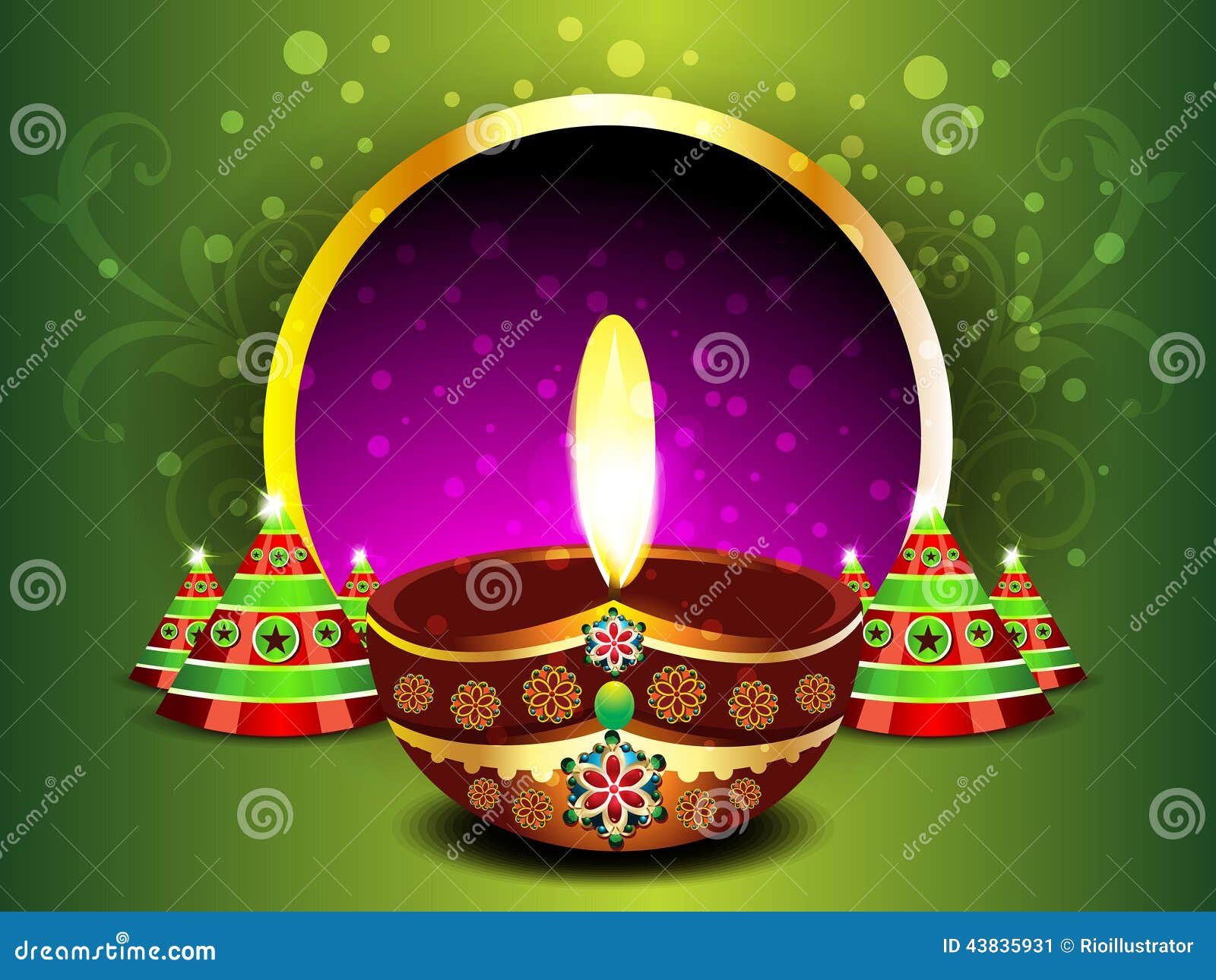 Green Diwali Background stock vector. Illustration of hindu - 43835931