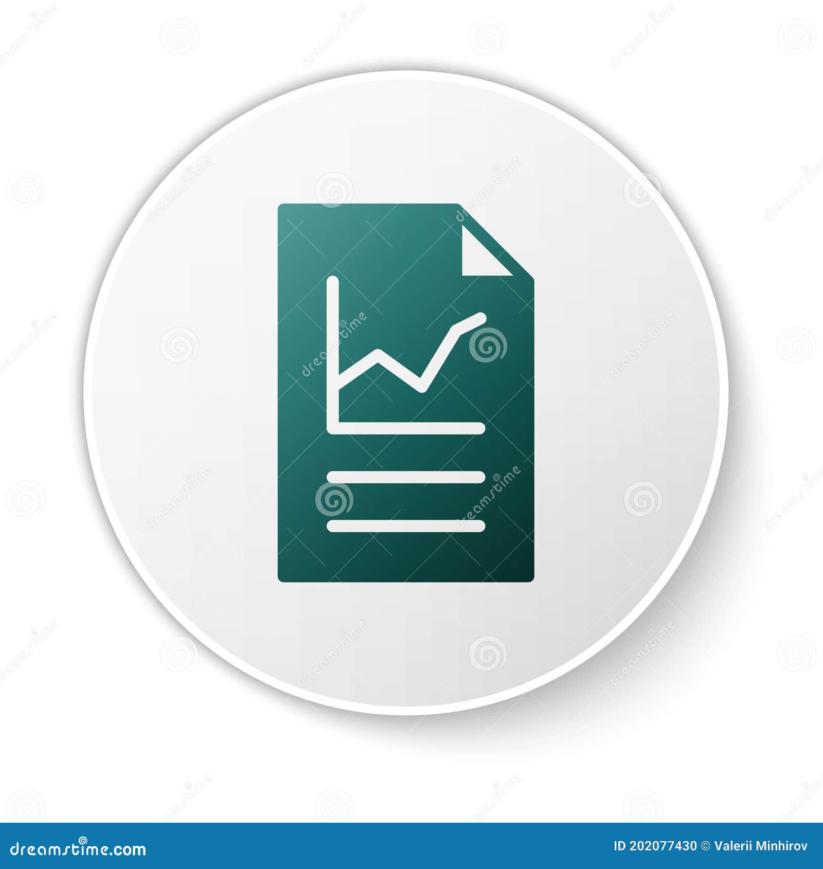 Green Document with Graph Chart Icon Isolated on White Background ...