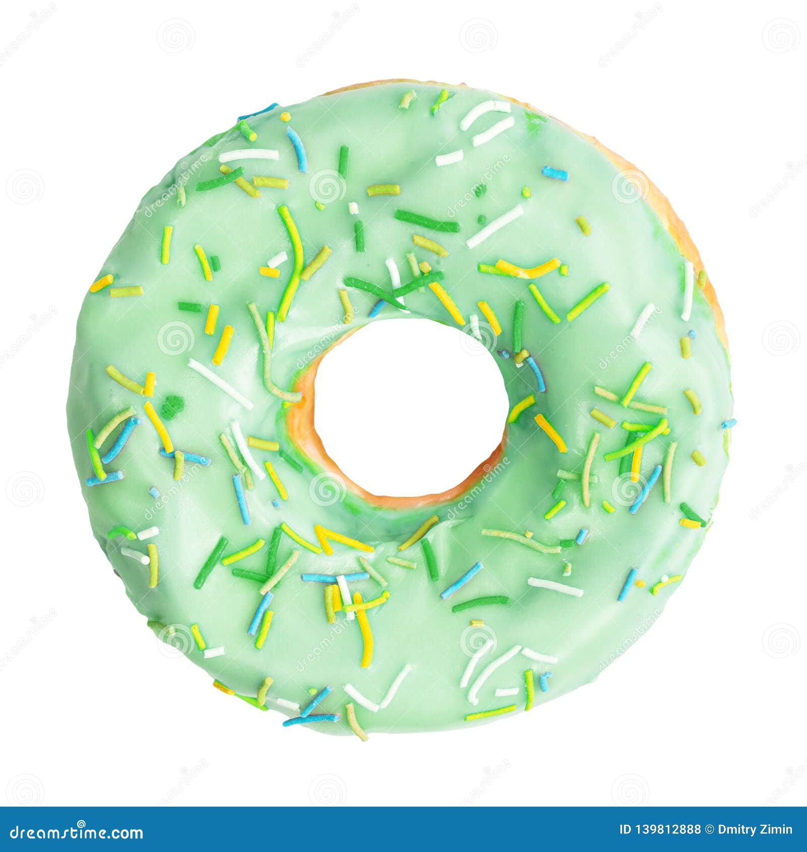 Green Donut Decorated with Colorful Sprinkles Isolated on White ... Green Donut Decorated with Colorful Sprinkles Isolated on White ...