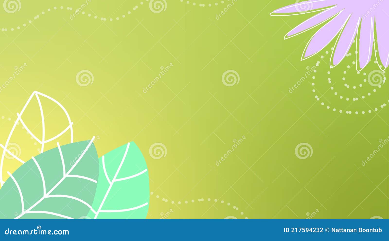 Green With Doodle Leaves Background, Spring Background, Illtration ...