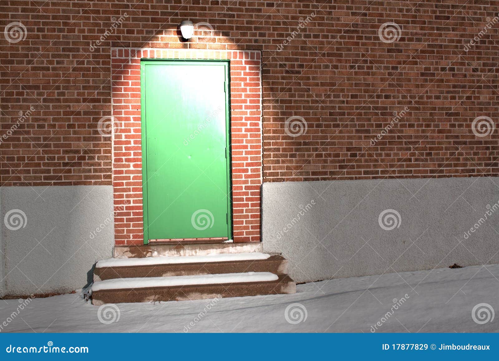 Green door under light stock image. Image of building - 17877829