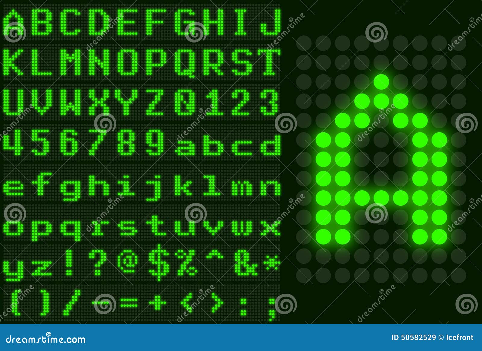 Green Dotted LED Display Letter Set Stock Vector - Illustration of ...